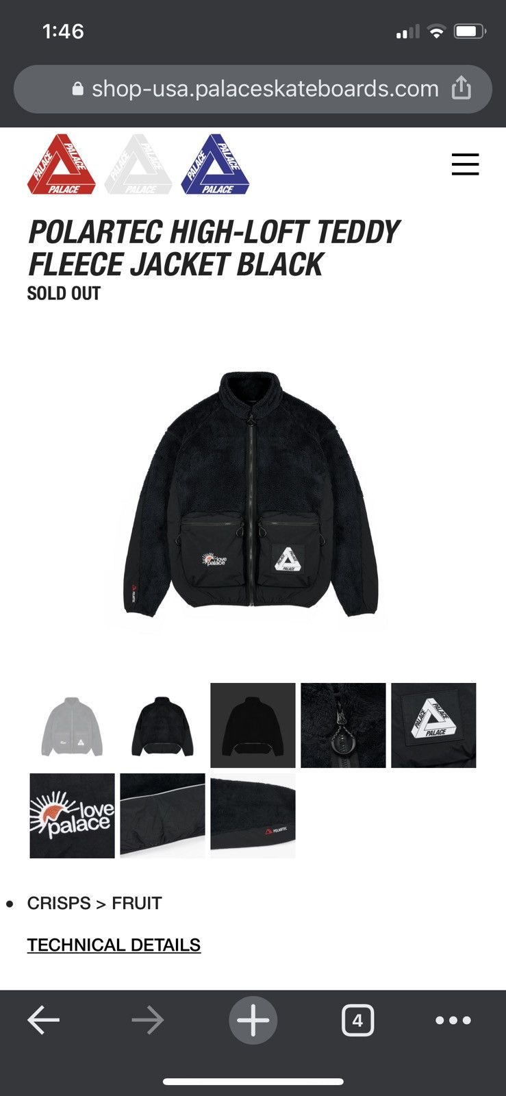 Palace Palace Polartec High Loft Teddy Fleece | Grailed