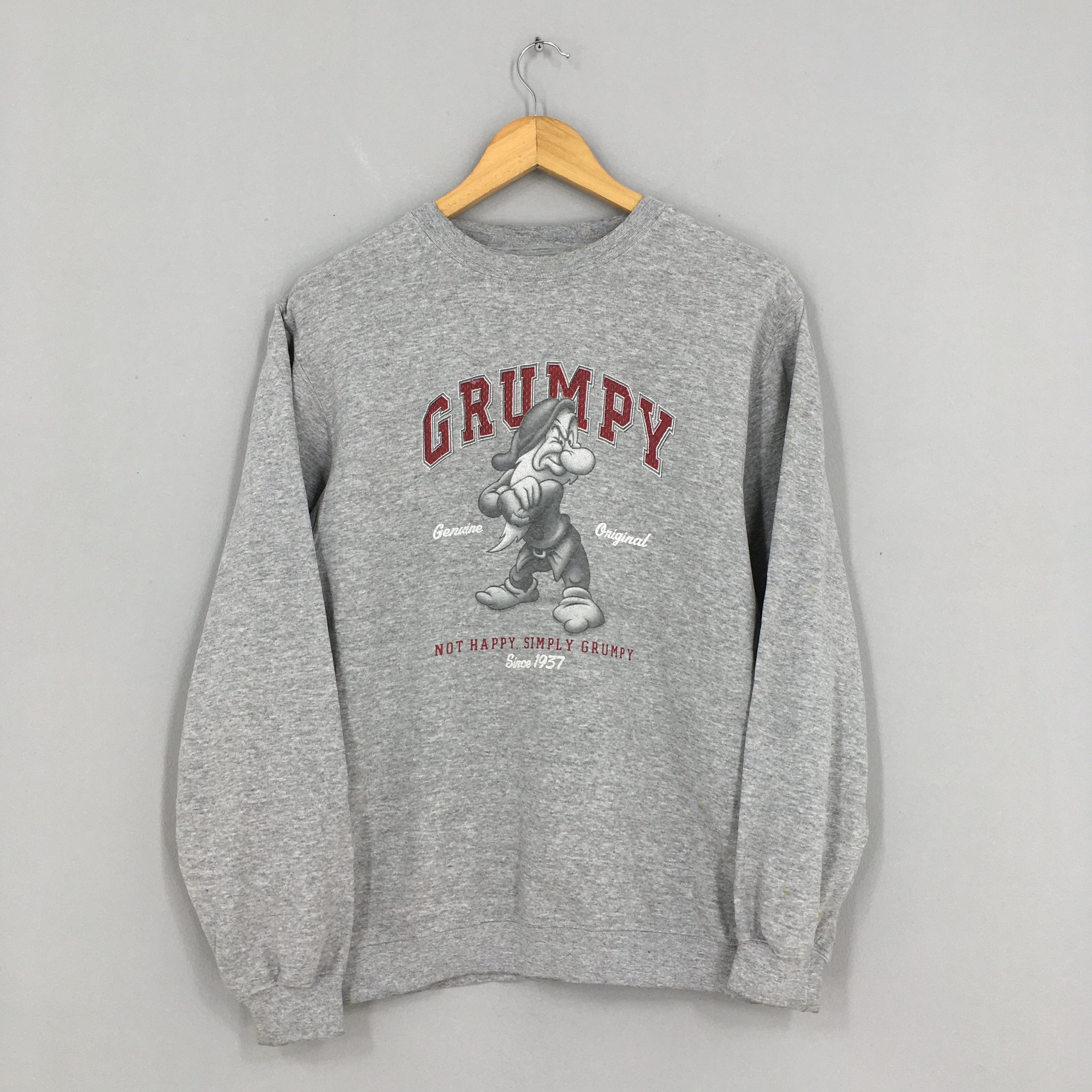 Disney × Vintage Vintage 90's Grumpy 7 Dwarf Sweatshirts Gray Small ...