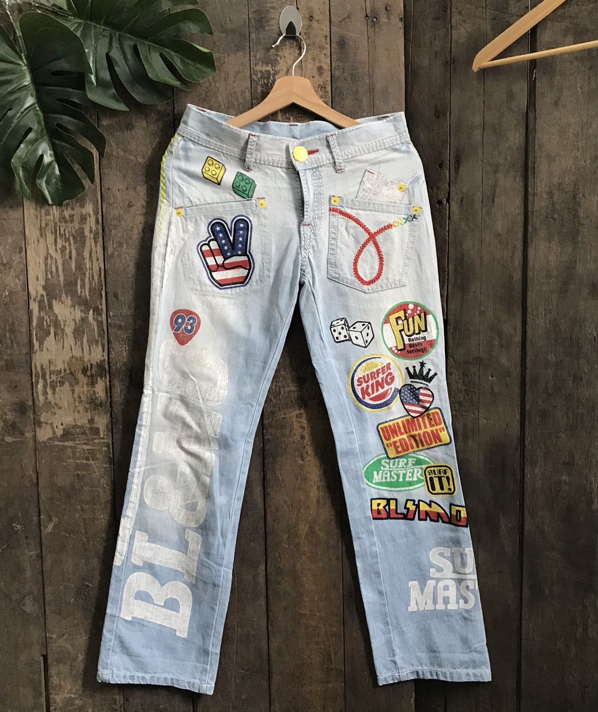 Japanese Brand × Vintage Vintage Blue Moon Blue Surf Patchwork Jeans ...