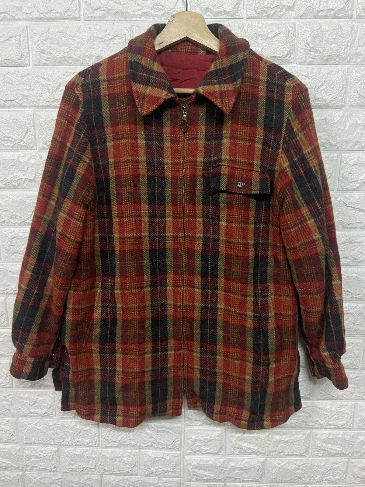 DAKS × Flannel × Vintage Vintage Dask London Checkered Zip Up Wool ...