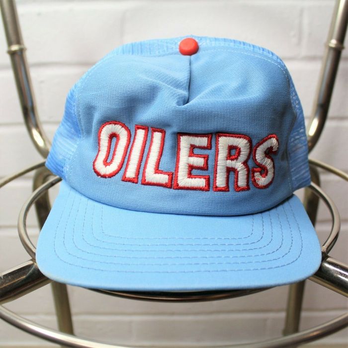 New Era Vintage NewEra Houston Oilers Snapback Trucker Hat Spell Ou ...