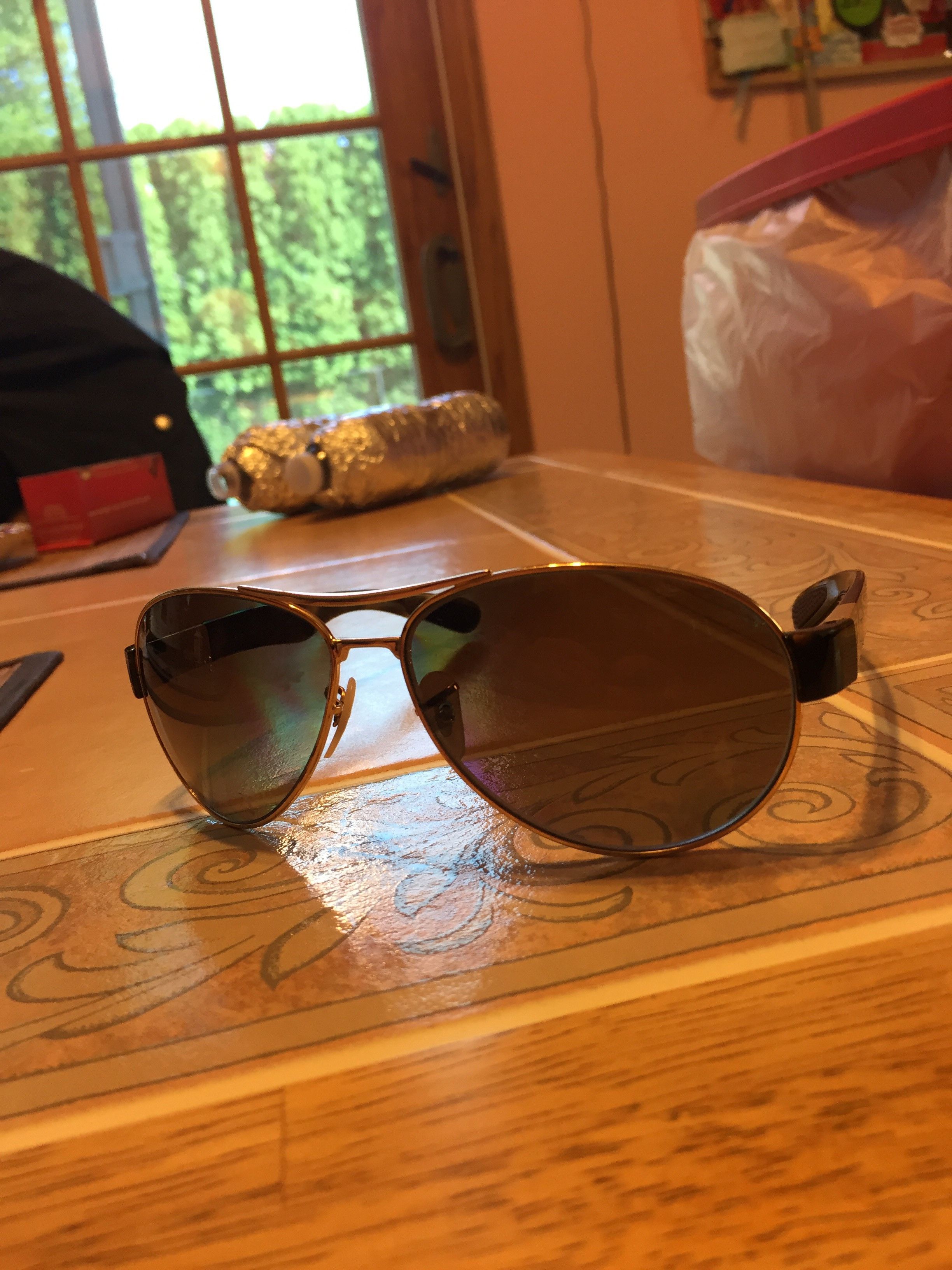 RayBan Ray Ban RB3509 001/T5 Polarized Gold Tortoise Pilot Aviator ...