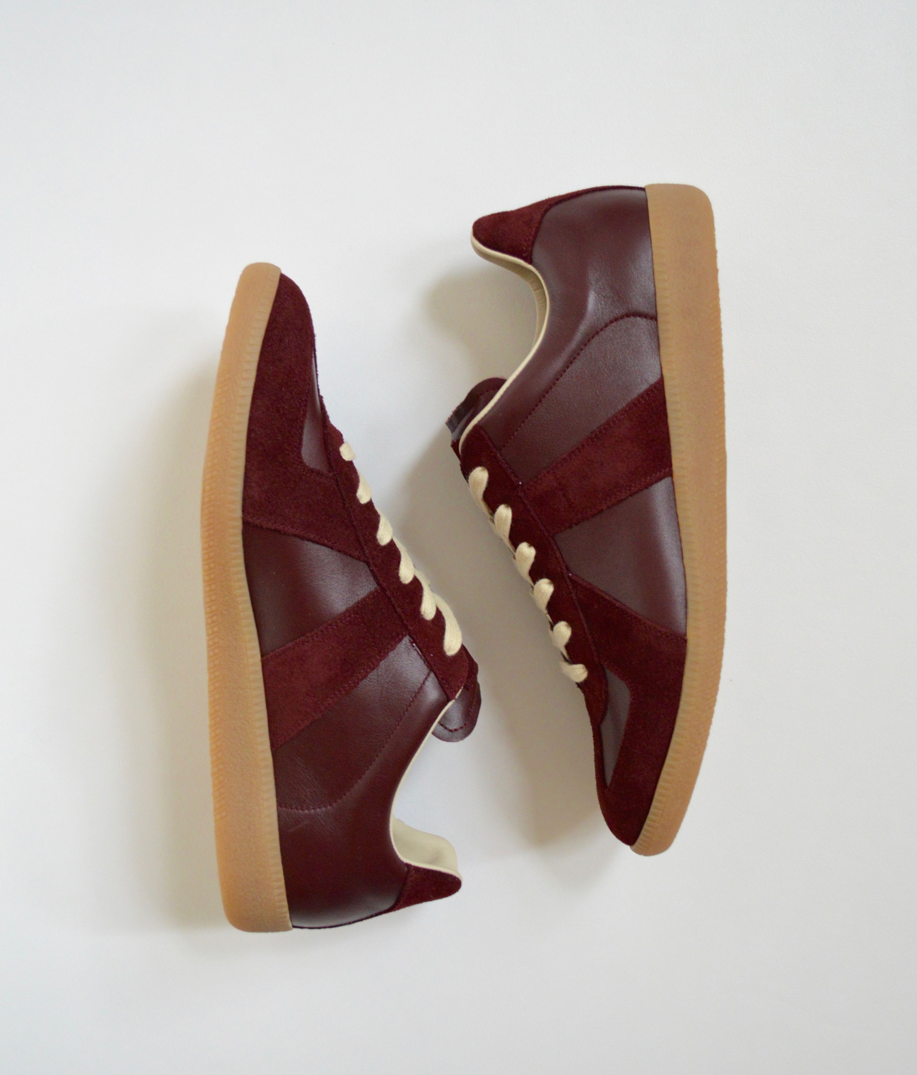 Maison Margiela Burgundy GAT Sneakers | Grailed