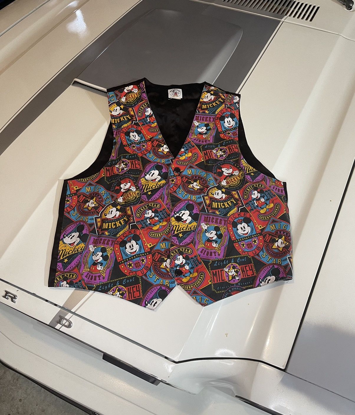 Disney × Vintage Vintage 90s Disney Mickey AOP All Over Print Vest ...
