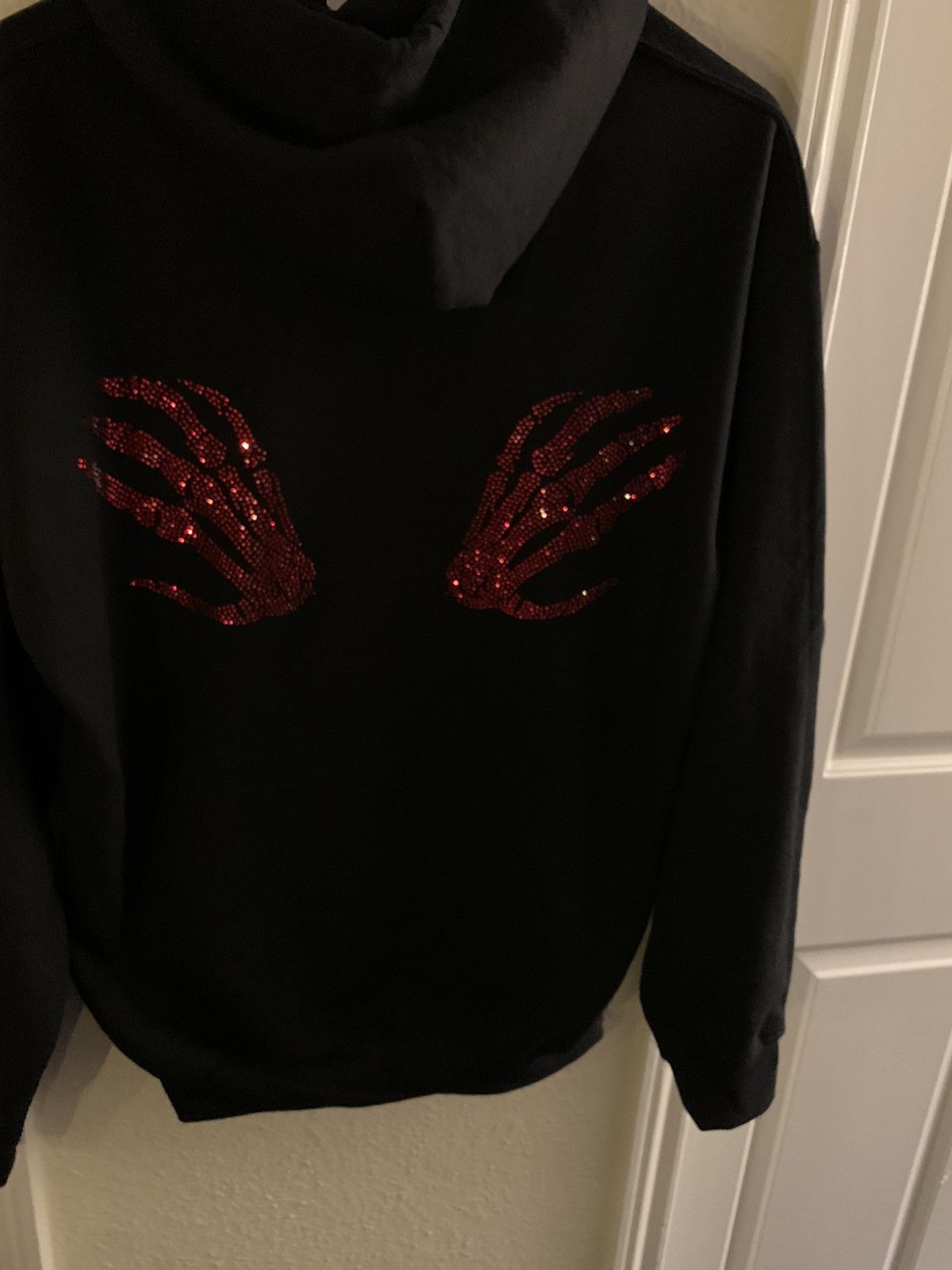 Vintage Rhinestones Skeleton Hands and Cross Hoodie | Grailed