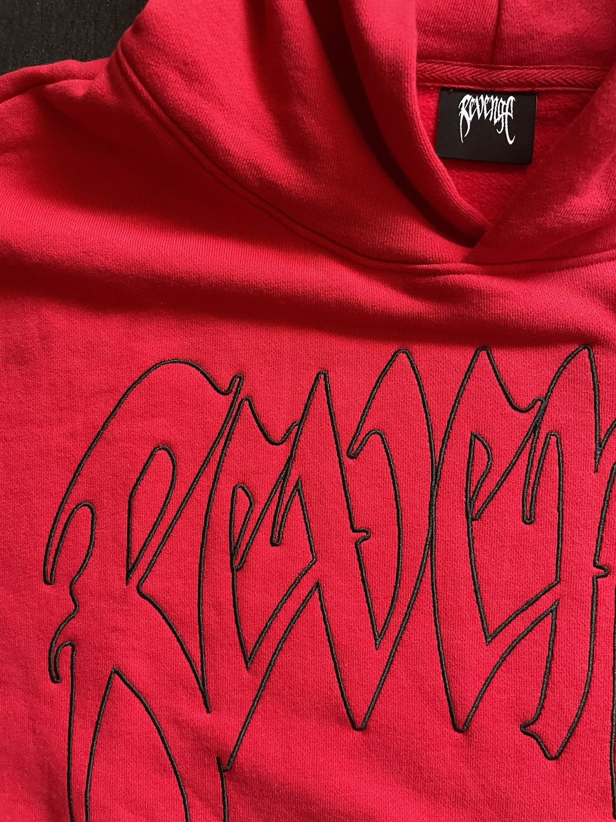 Revenge Red embroidered outline arch logo hoodie | Grailed