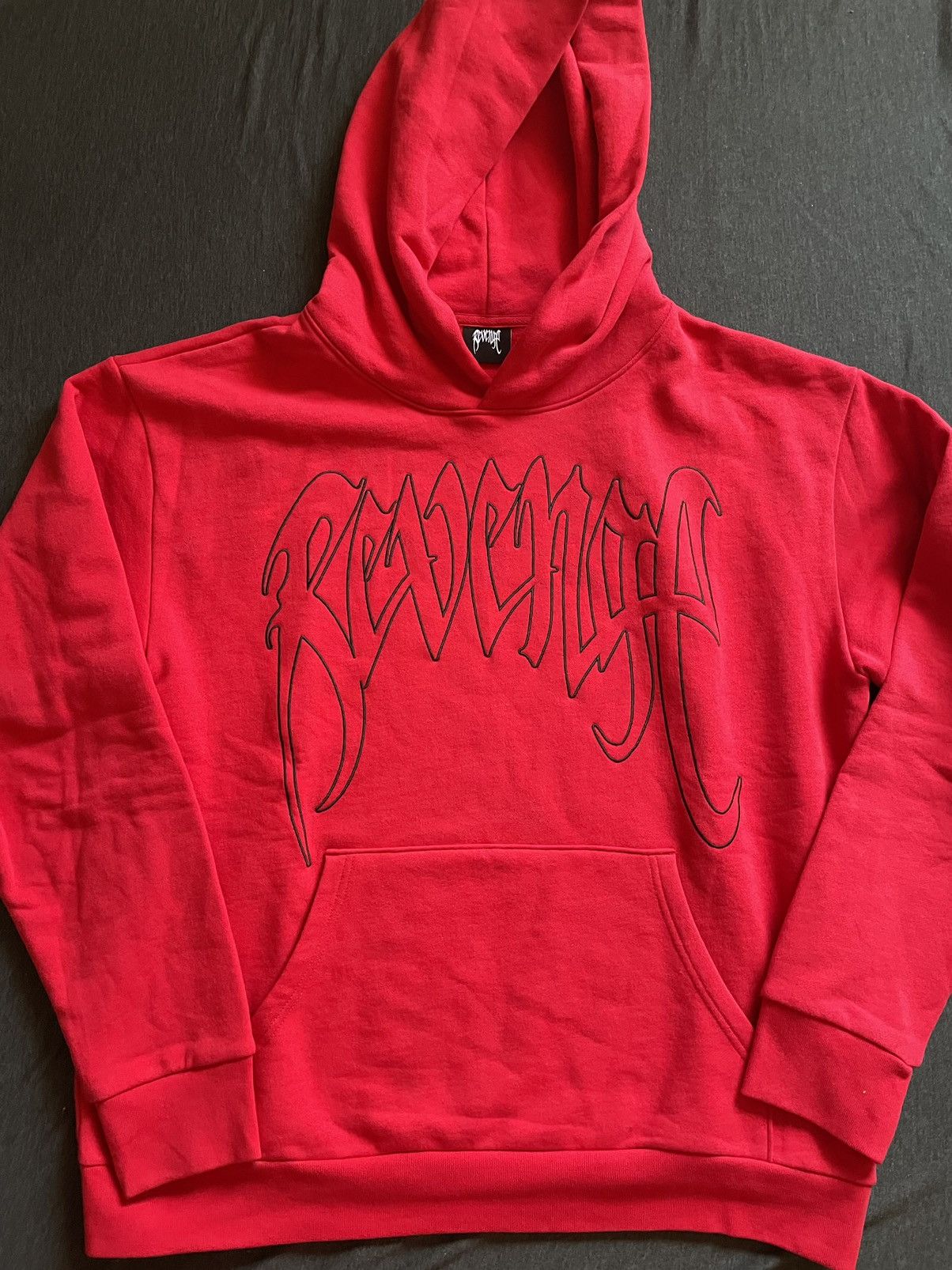 Revenge Red embroidered outline arch logo hoodie | Grailed
