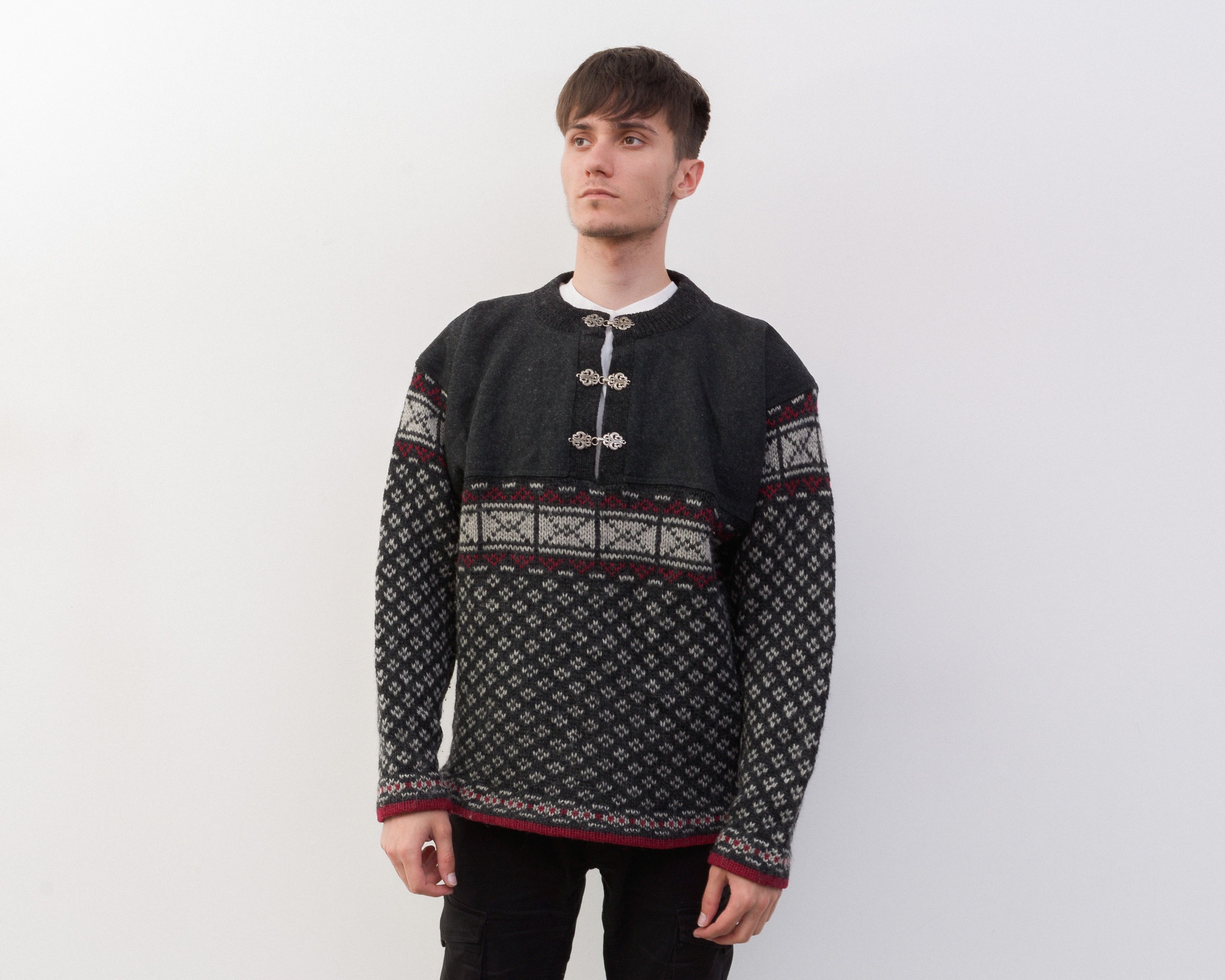 Other × Vintage BOUVIAC Norwegian Sweater Jumper Knitted Nordic Wool ...