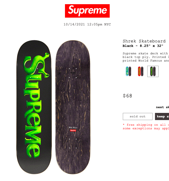 Supreme Supreme Shrek Skateboard Deck | Grailed