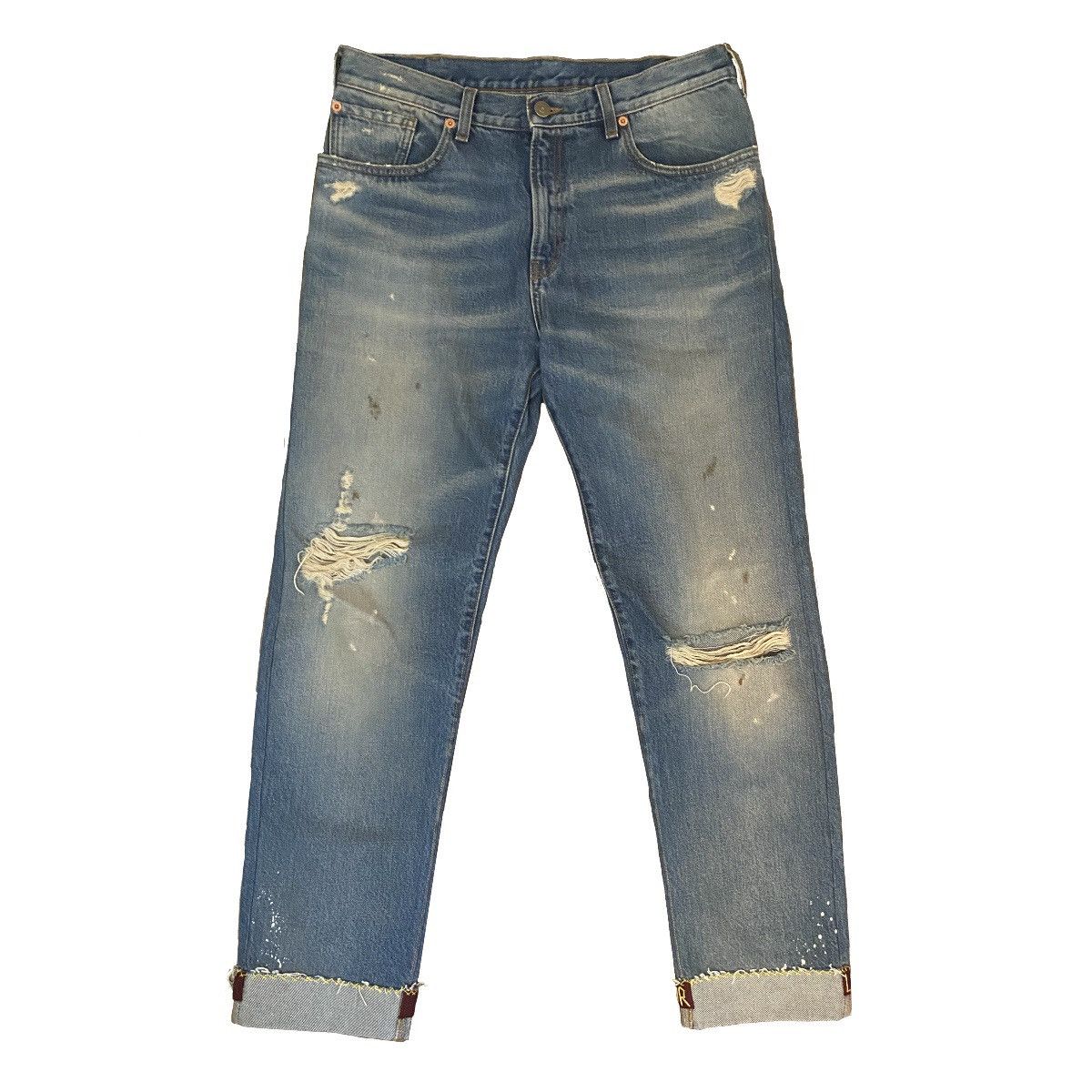 Gucci L’Aveugle Par Amour Paint Splatter Distressed Jeans | Grailed