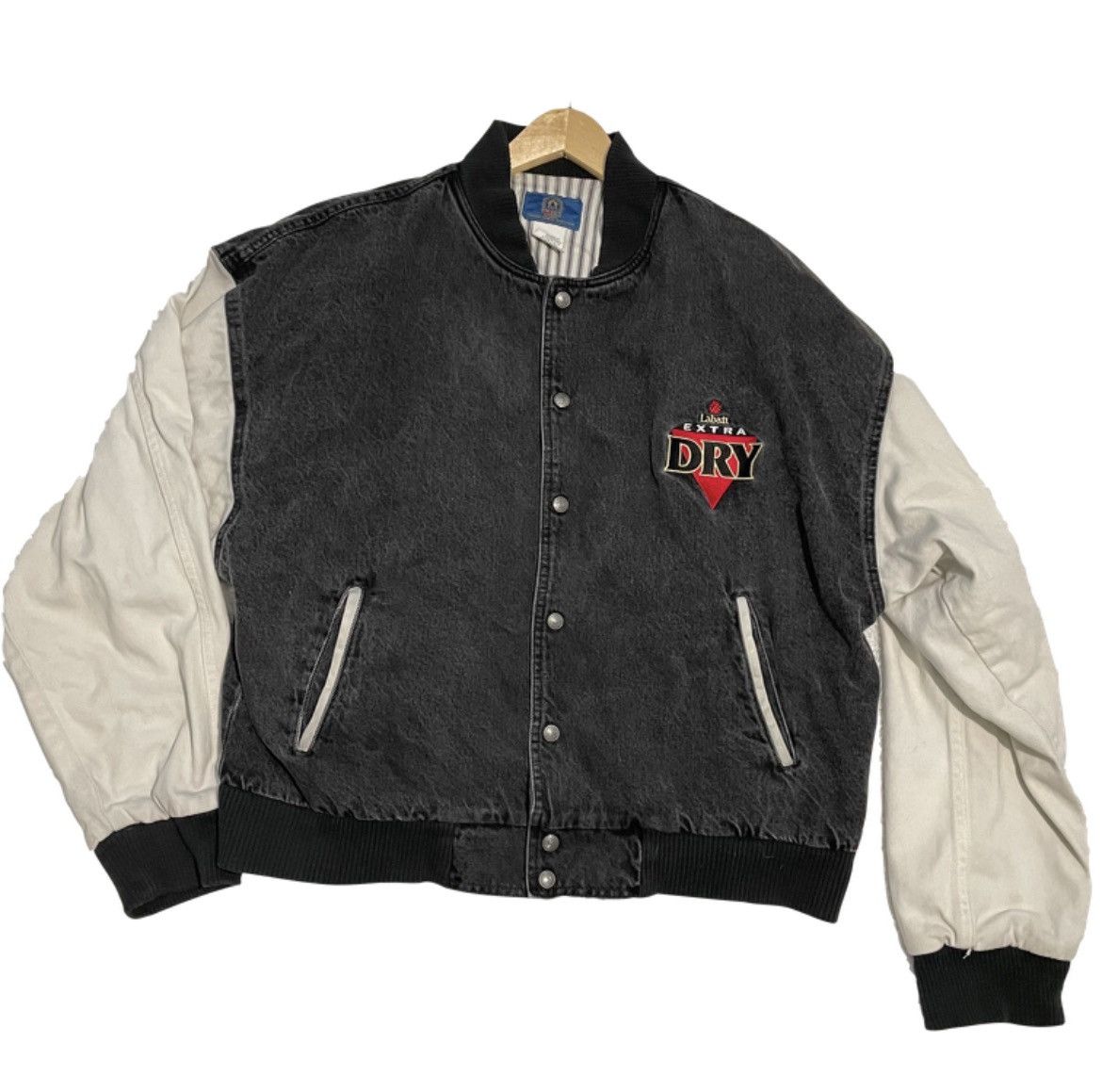 Vintage Labatt Extra Dry | Vintage Black & Cream Jean Bomber Jacket ...