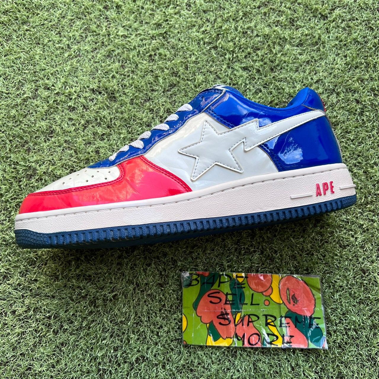 Bape BAPE Sta Red/Navy/White patent leather | Grailed