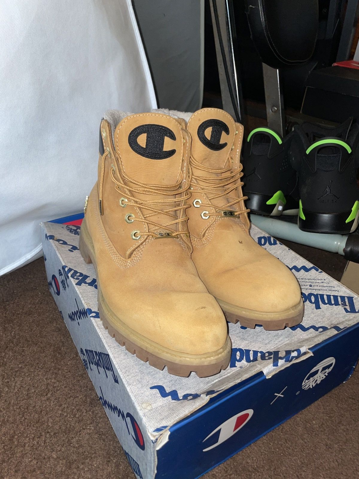 Champion × Timberland Wheat timbs with champion | Grailed