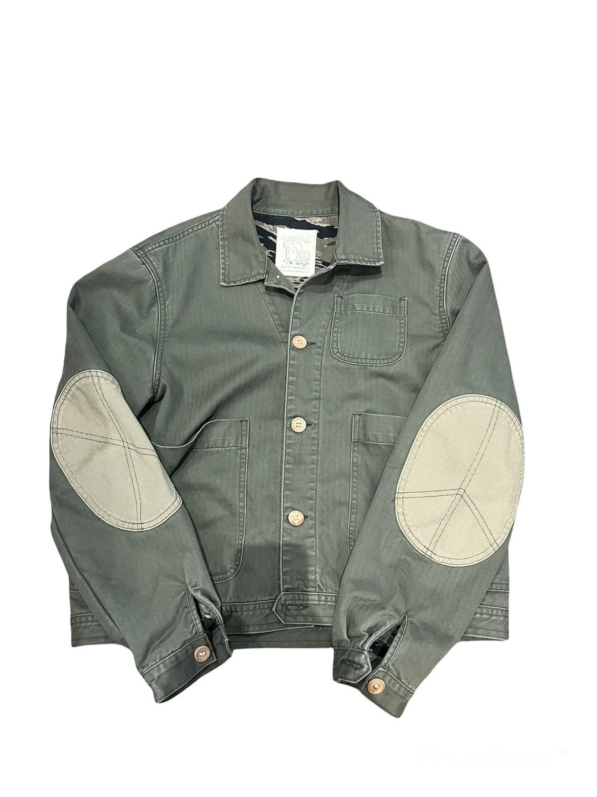 Japanese Brand Repaired Rags Peace Flyer Olive Jacket | Grailed