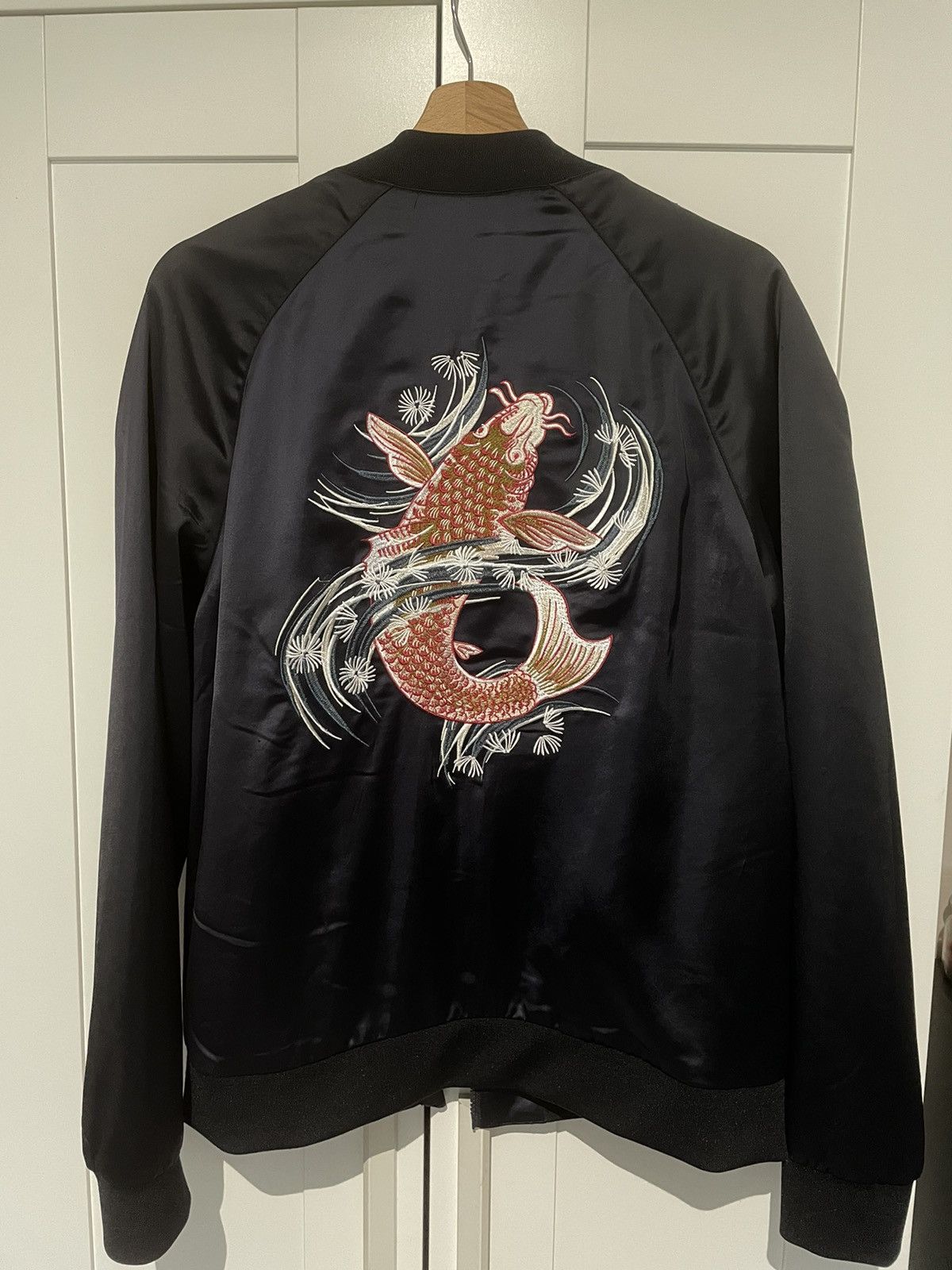 H&M × Streetwear × Vintage Bomber jacket with koi fish embroidery | Grailed