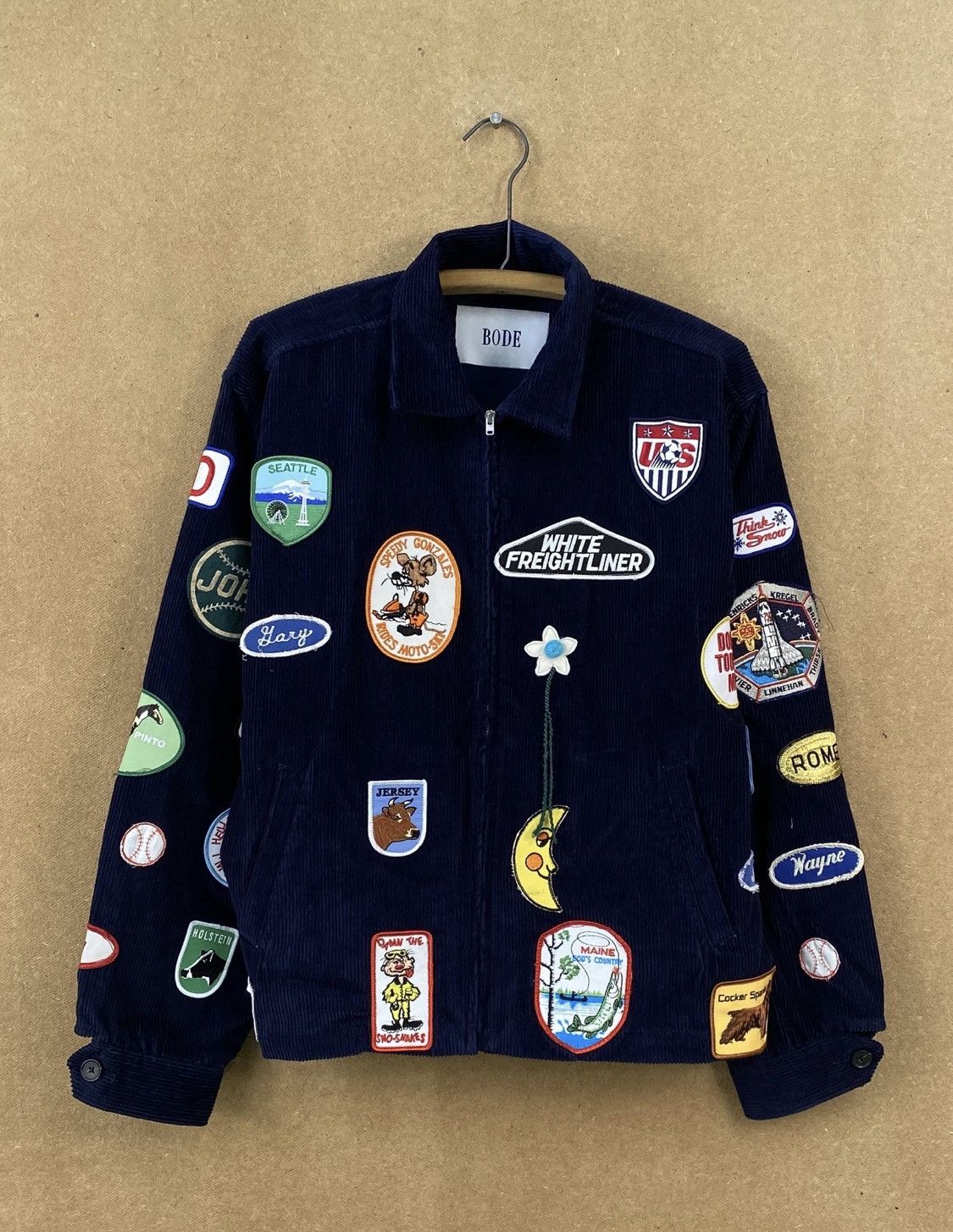 Bode BODE NAVY MULTI PATCH JACKET RARE ONE OF A KIND | Grailed