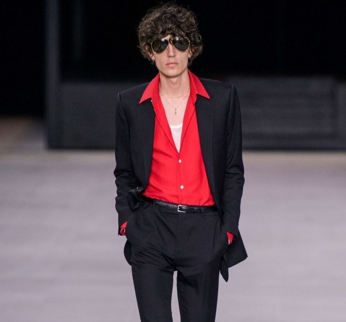 Celine × Hedi Slimane SS20 Celine Red Viscose Runway Button Up XL | Grailed