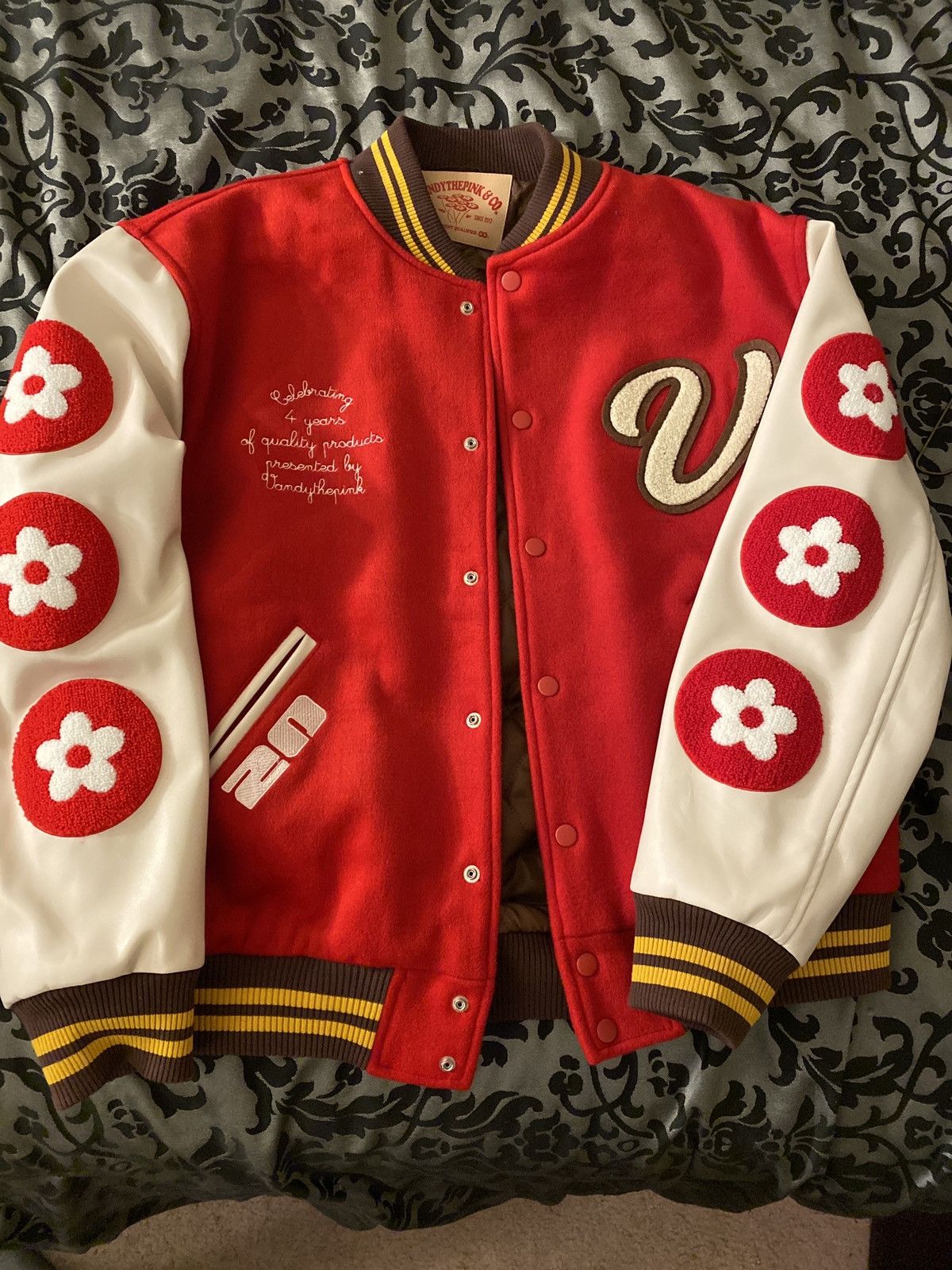 Vandy The Pink Vandy the pink 4 year anniversary varsity jacket | Grailed