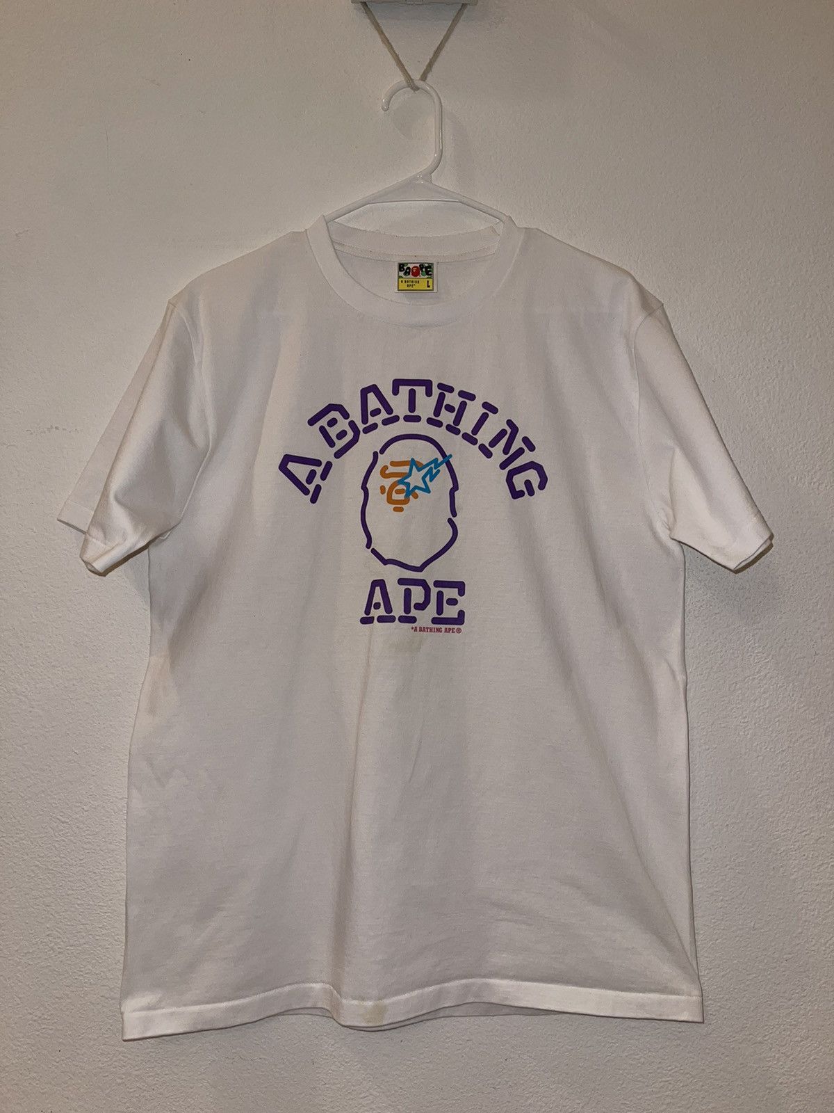Bape Neon Sign College T-shirt White | Grailed