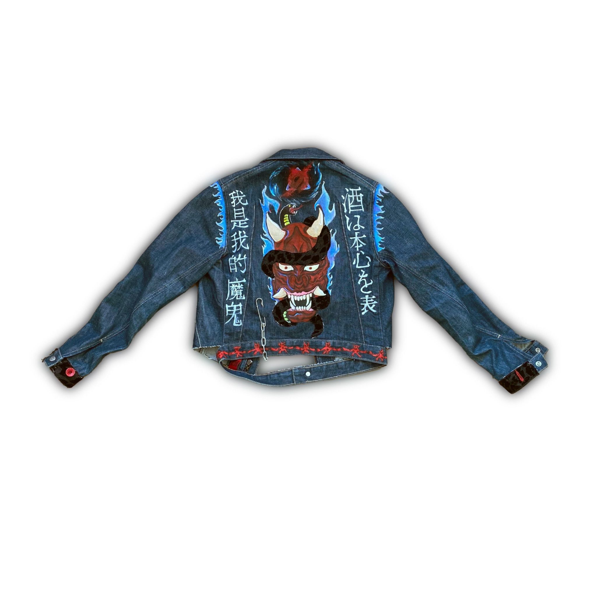 Custom Custom Denim jacket "SAMURAI" with acryl art and patches | Grailed