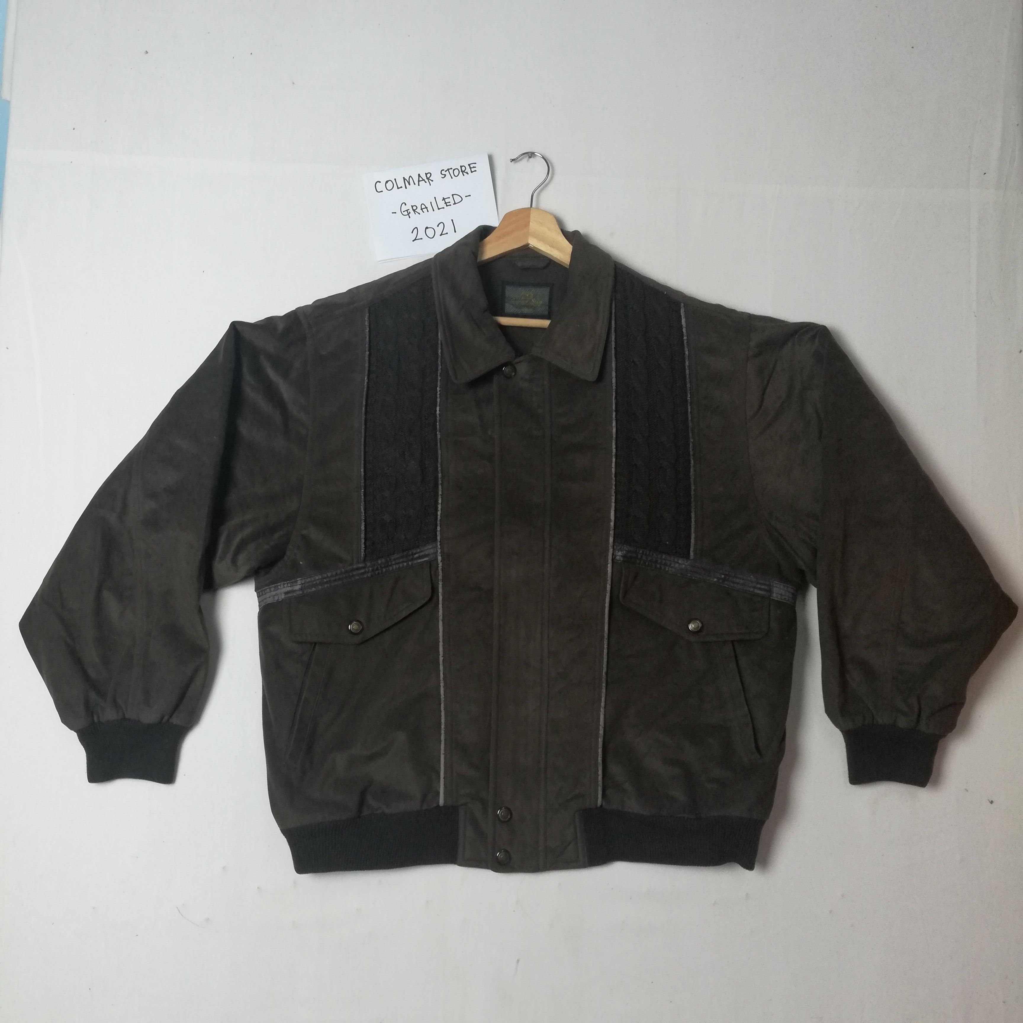 Bomber Jacket × Vintage Vintage Bomber Style Jacket Half Cable Knit ...