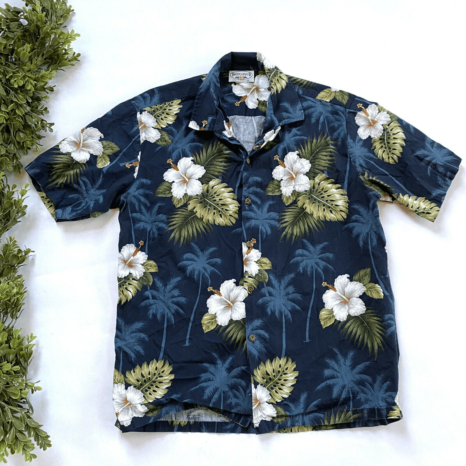 Pacific Legend Pacific Legend Hawaiian Shirt Floral Hibiscus Navy Blue ...