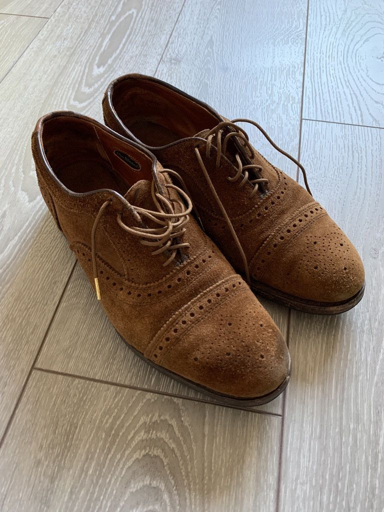 Allen Edmonds ALLEN EDMONDS Strand Brown Suede Brogue Cap Toe Dress ...