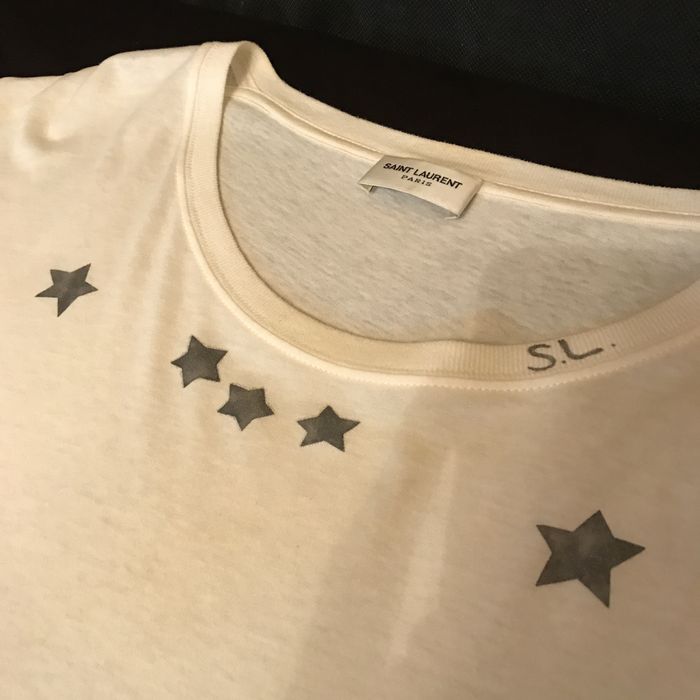 Saint Laurent Paris stars white t shirt SS16 Surf Sound runway | Grailed