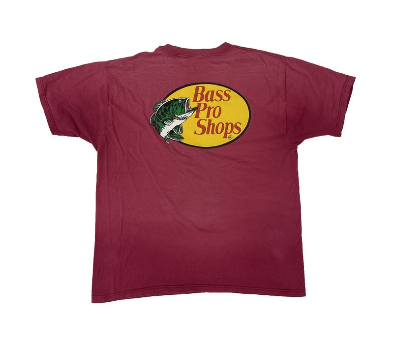 Vintage Cool Maroon Bass Pro Shop Big Print Tee | Grailed