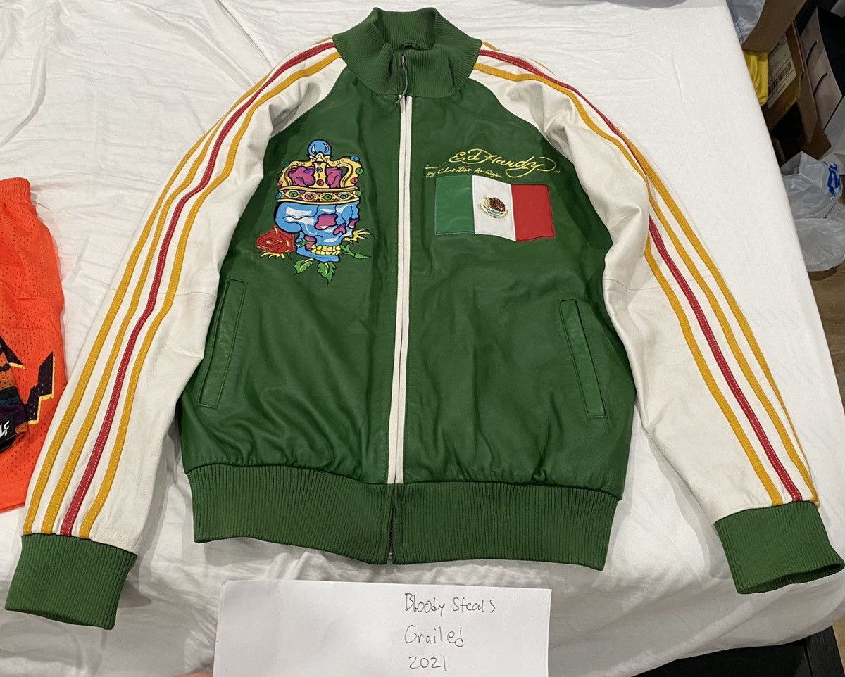Ed Hardy Rare Vintage Ed Hardy Leather Jacket | Grailed