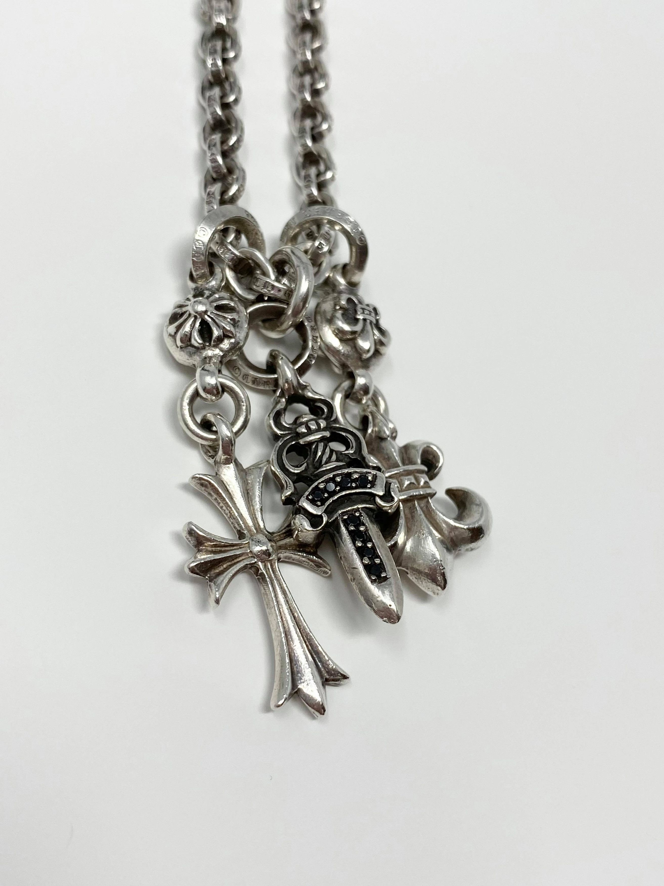 Chrome Hearts Chrome Hearts Paper Chain with 3 Charms Necklace | Grailed