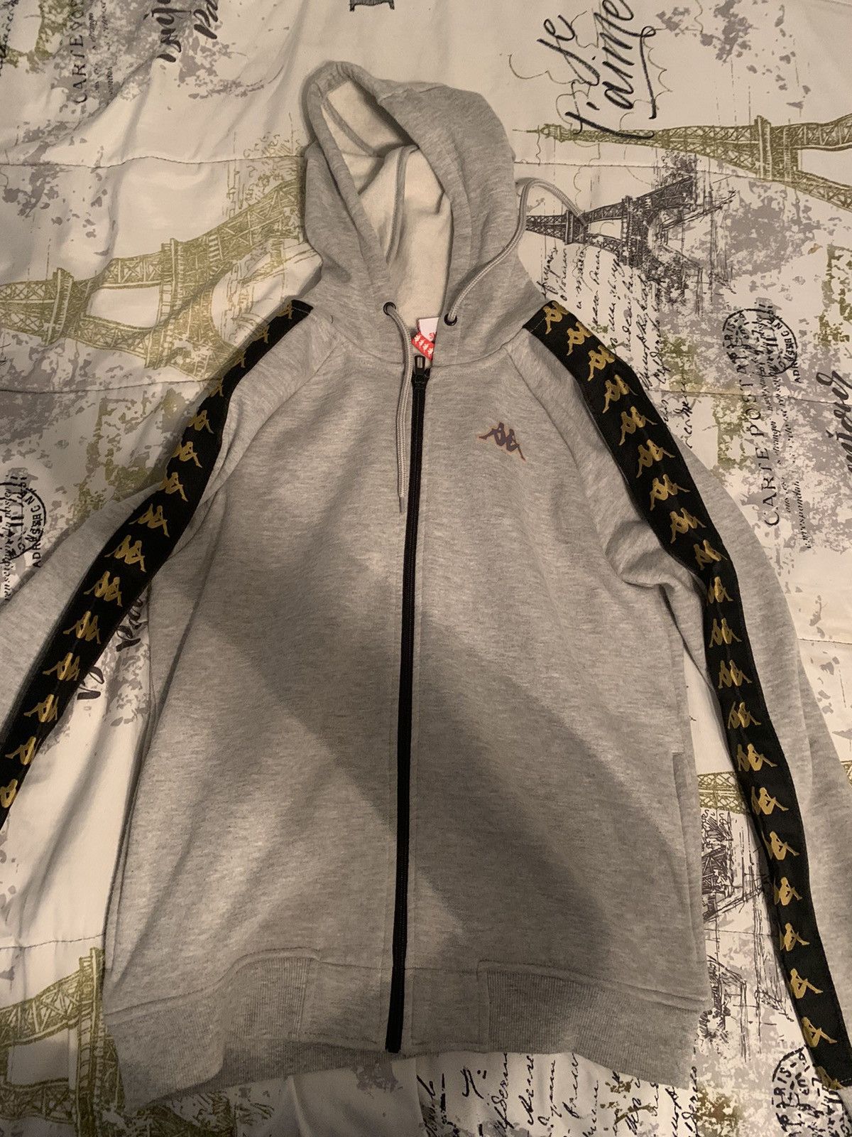 Kappa Grey and Gold Kappa Zip Up Hoodie | Grailed