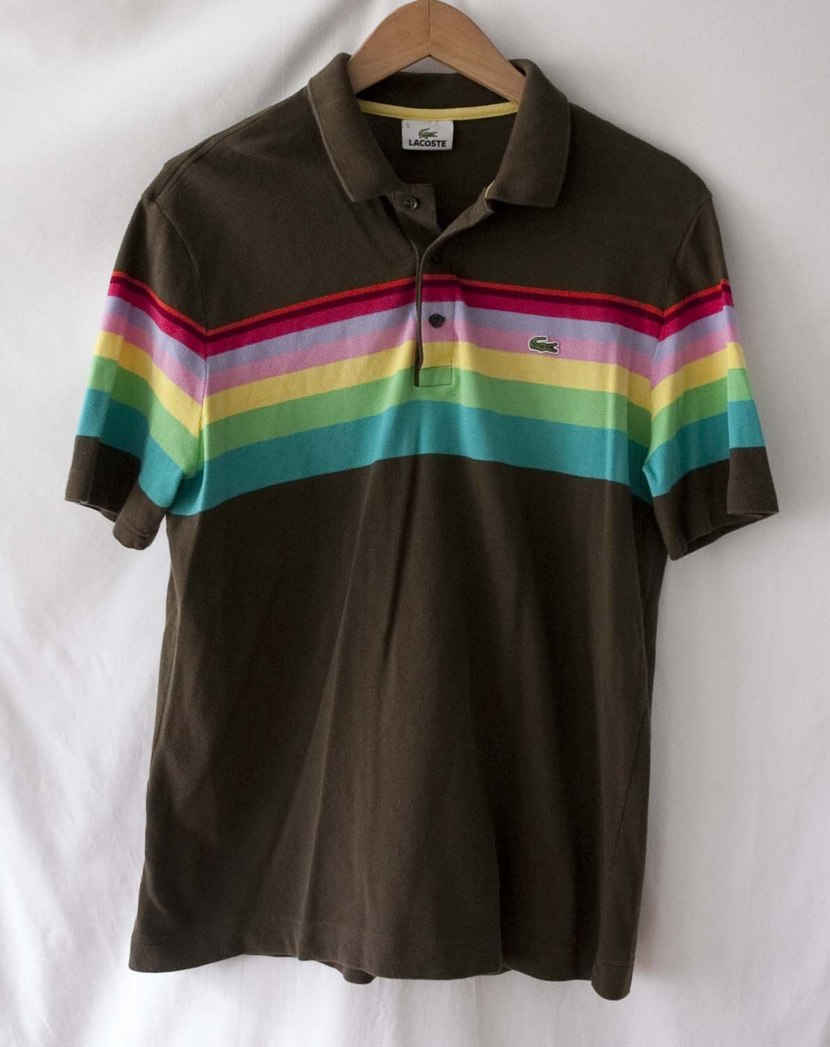 Lacoste Lacoste Polo Brown Rainbow Size 5 / L | Grailed