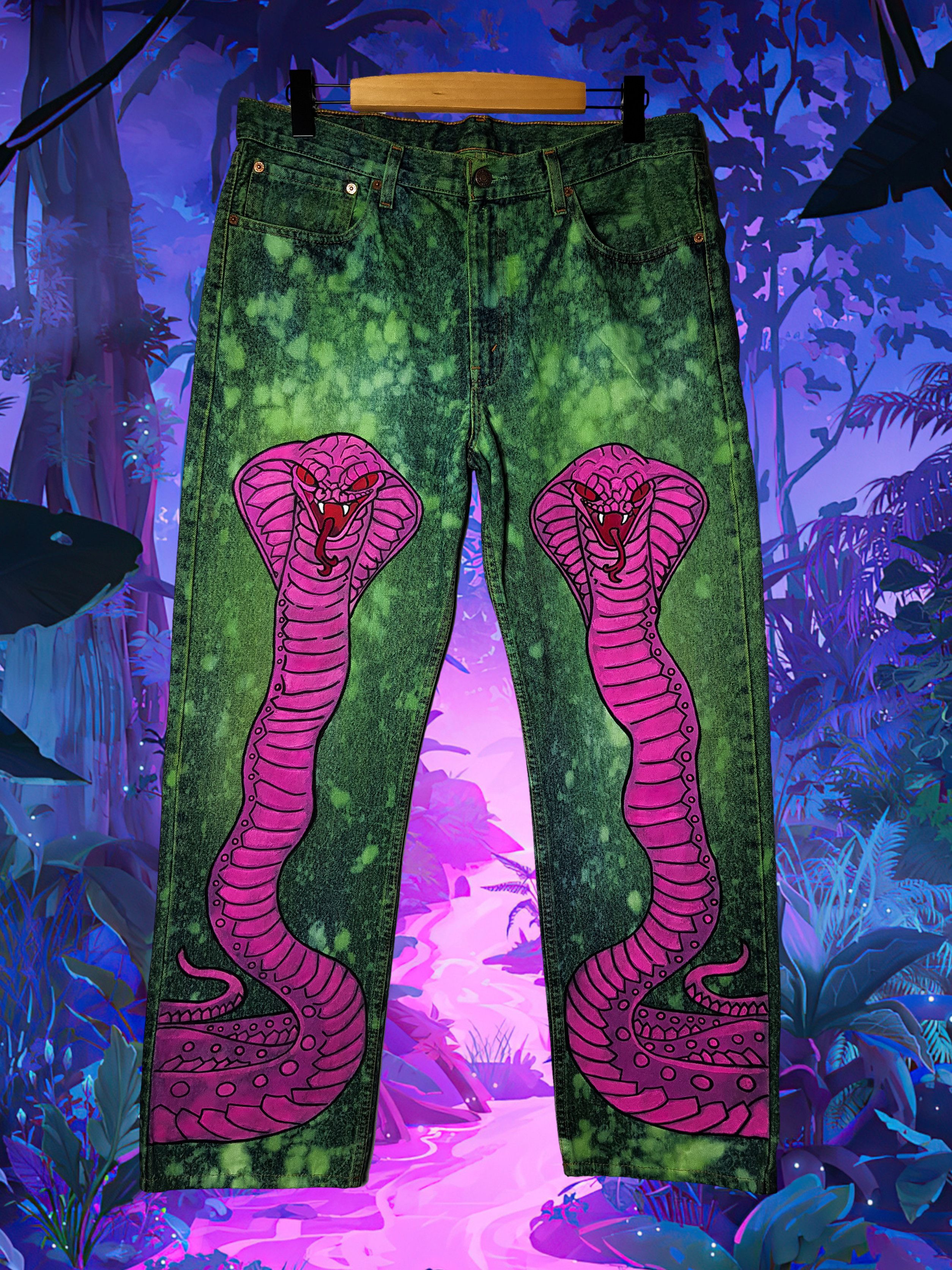Vintage Snakes Custom Painted 1 of 1 Levis Jeans | Grailed