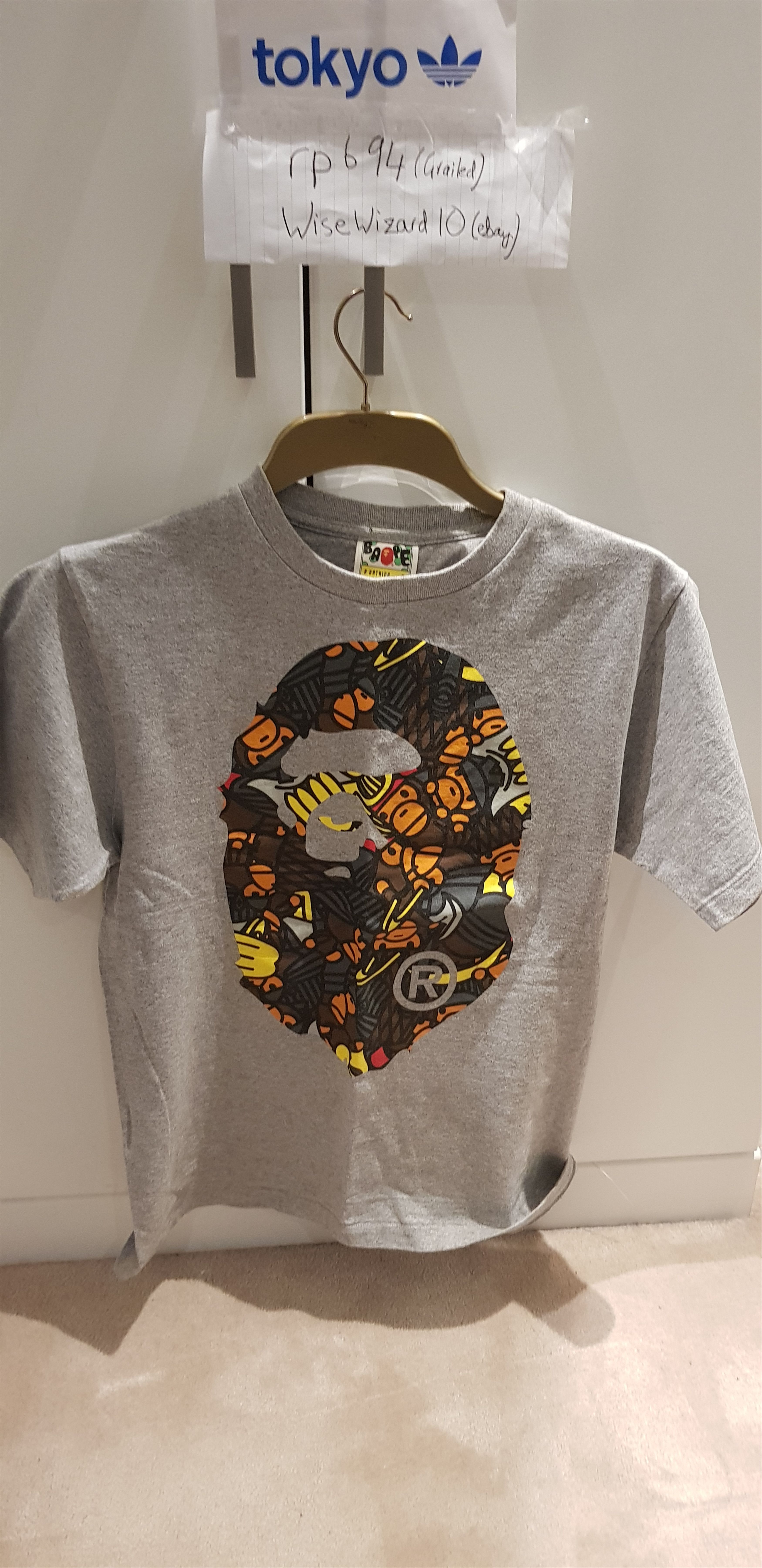 Bape A Bathing Ape BAPE Kyoto Baby Milo Ape Head T- Grey | Grailed