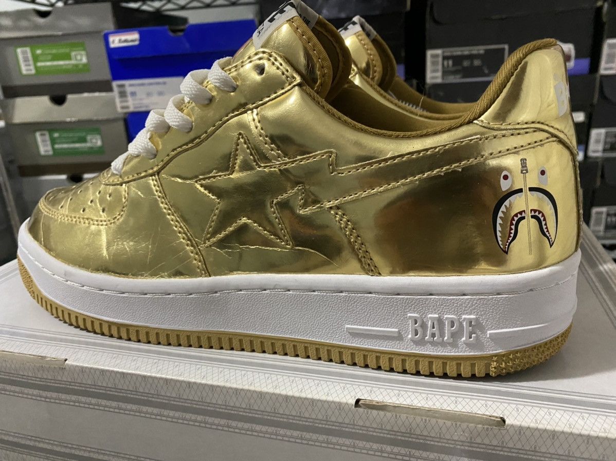 Bape A Bathing Ape Bapesta “BAPELAND” Gold | Grailed