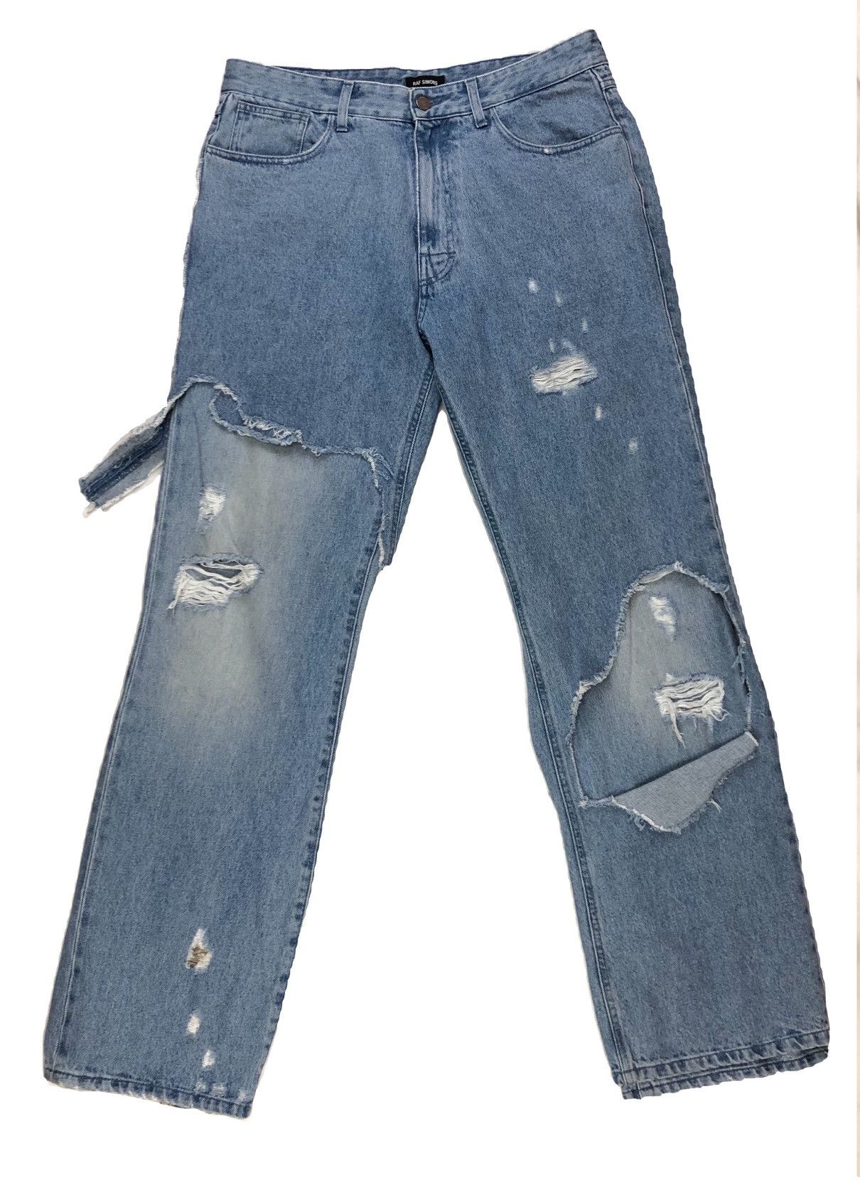 Raf Simons Distressed double layer jeans | Grailed