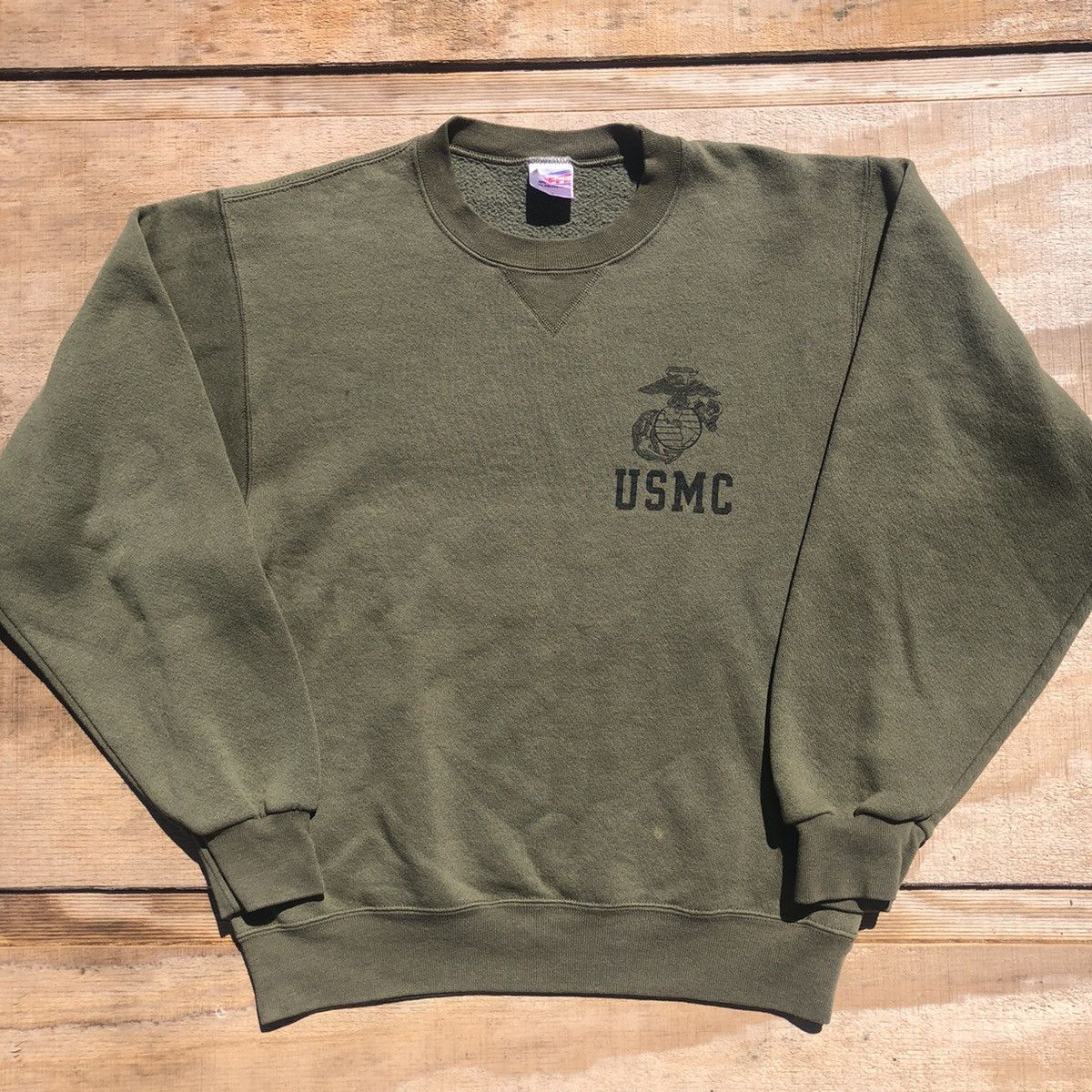 Vintage Vintage USMC Marine Corps Olive Crewneck Size Small | Grailed