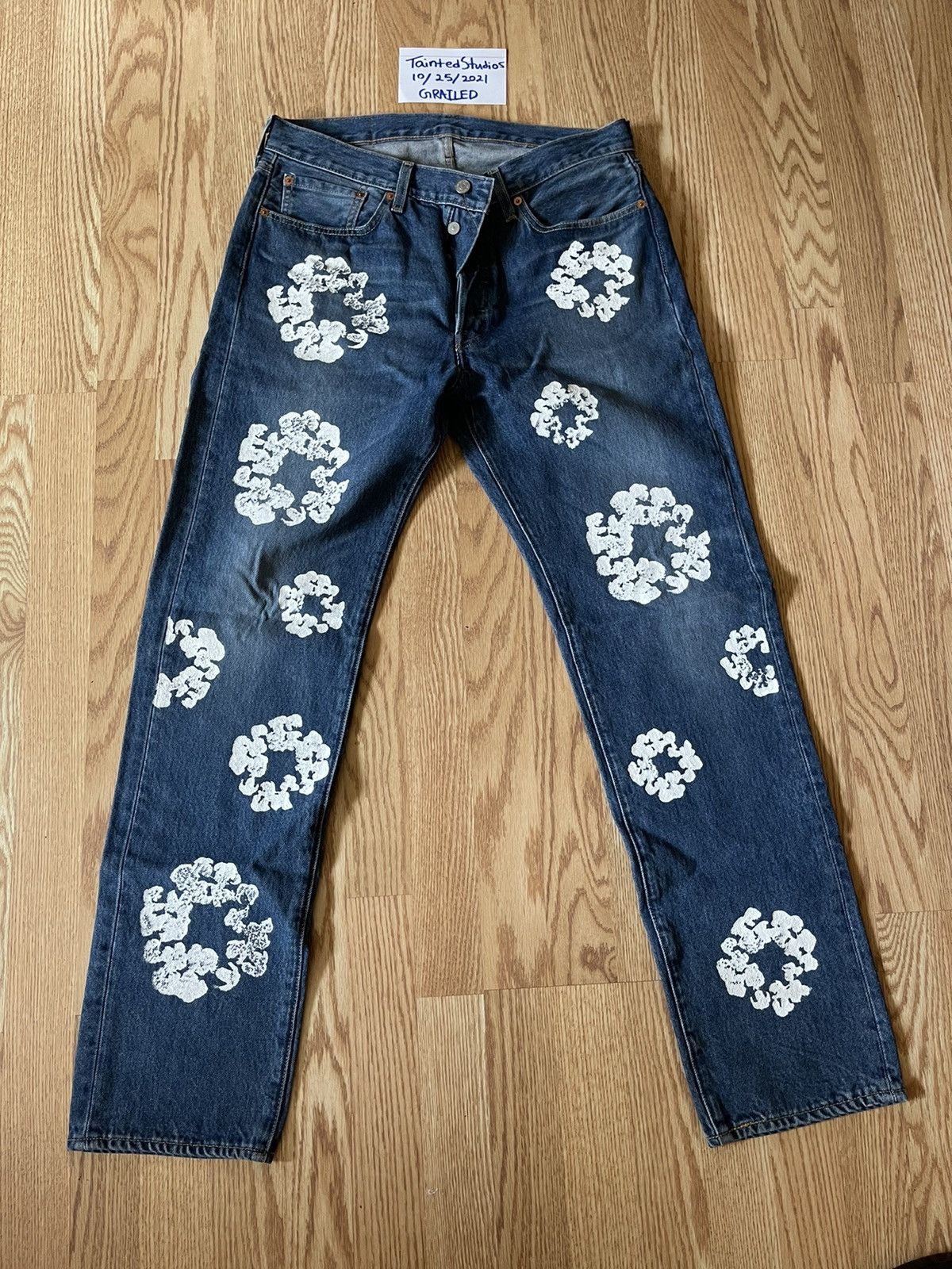 DENIM TEARS × Levi's Denim Tears Levis Cotton Wreath Dark Wash | Grailed