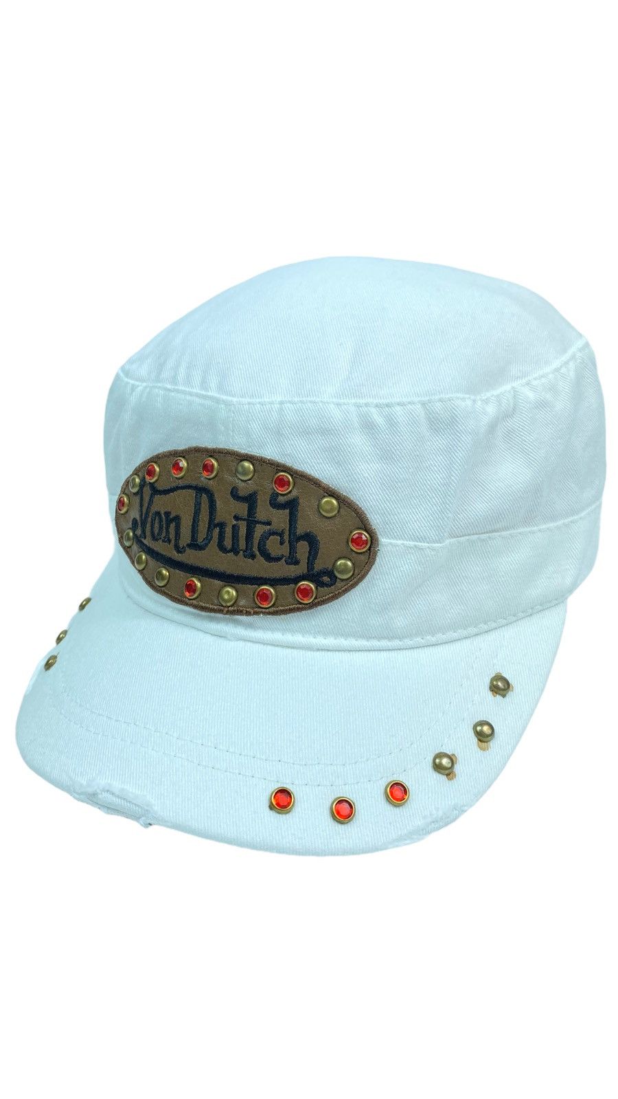 Vintage 🔥LAST DROP🔥 Von Dutch Military Cap Leather Patch Distressed ...
