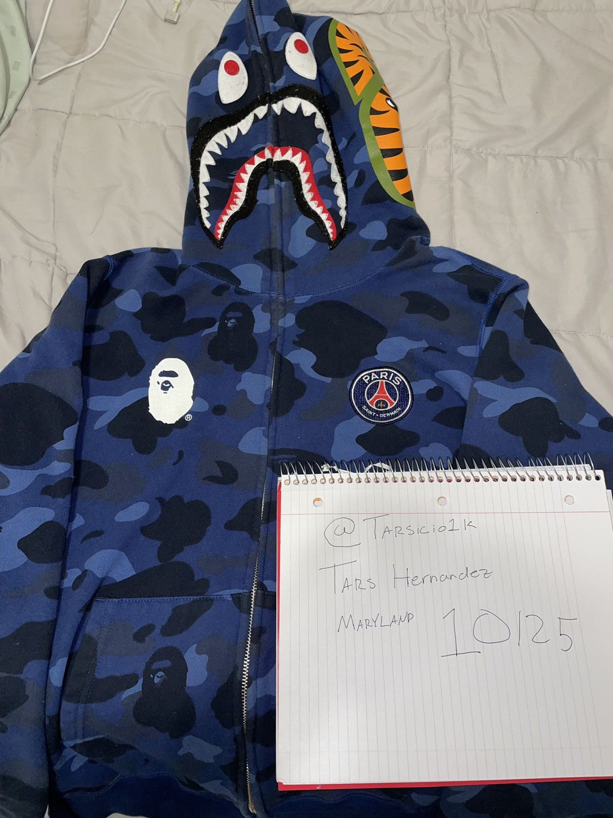 Bape BAPE Shark Hoodie - BAPE x PSG Full Zip Hoodie | Grailed