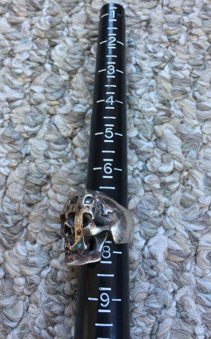 Number (N)ine SS05 "Nightcrawler" Bejeweled Silver Skull Ring w/ box ...