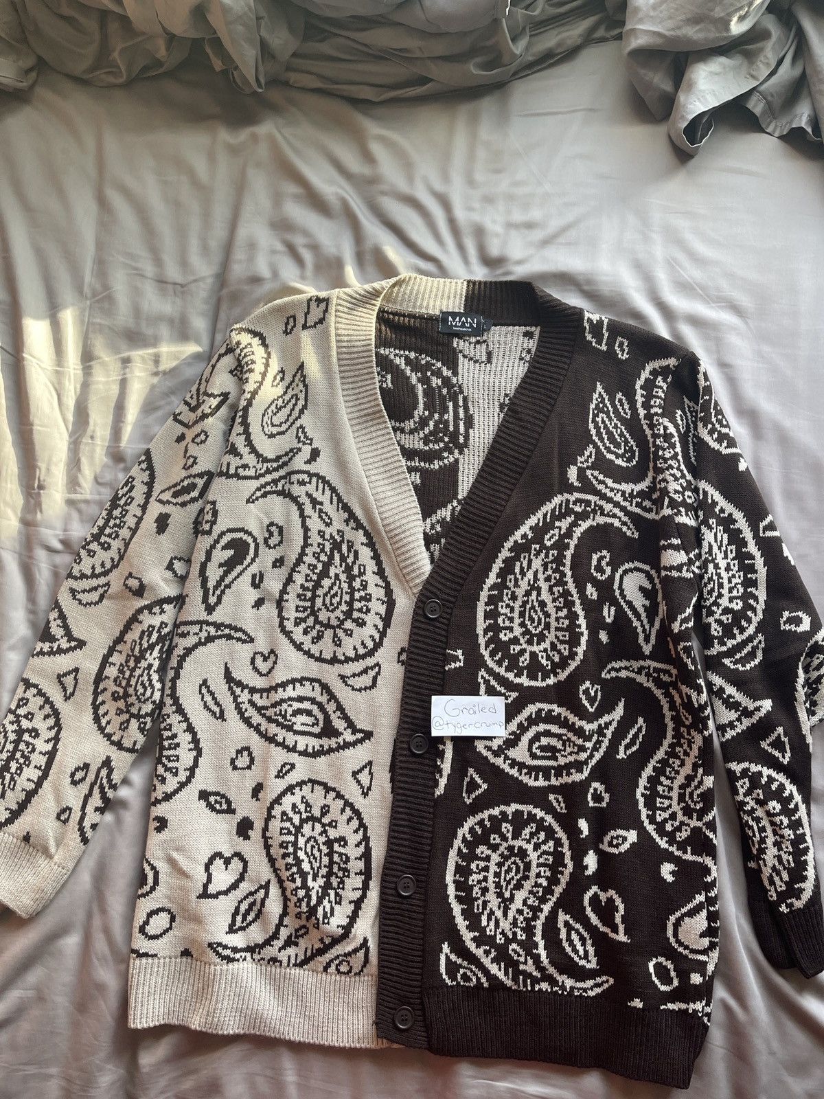 Streetwear × Vintage Brown Paisley Cardigan | Grailed