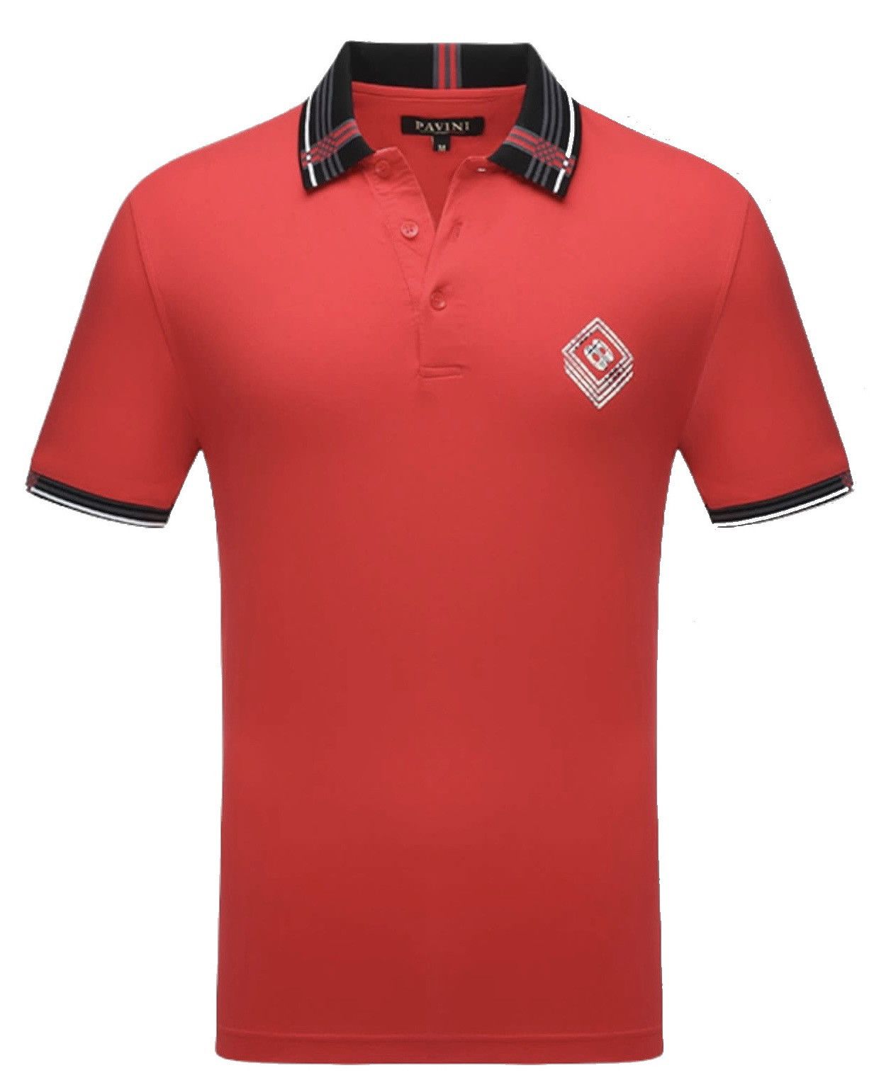 Streetwear × Vintage Size Large Pavini Red Plaid Logo Collared Polo ...