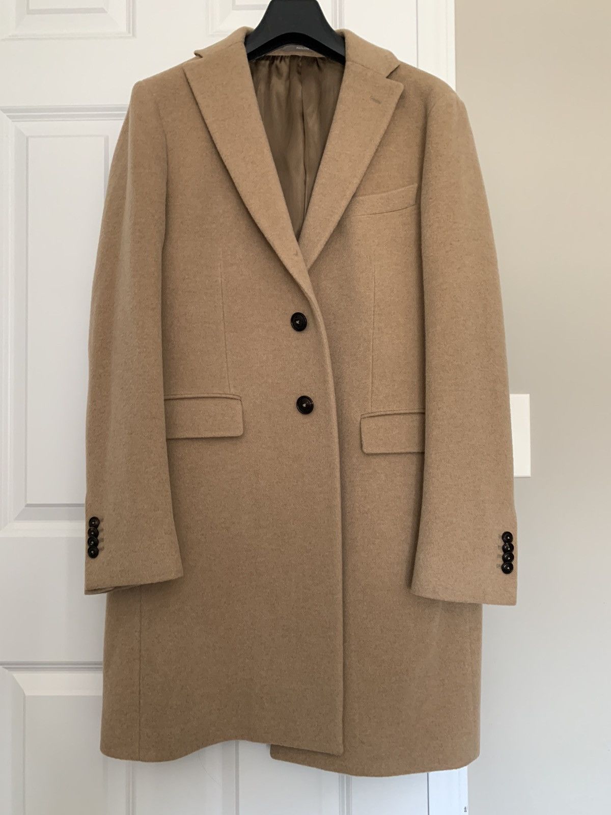 Paoloni New Paoloni 100% Cashmere Camel Color Long Coat EU 50 US 40 ...