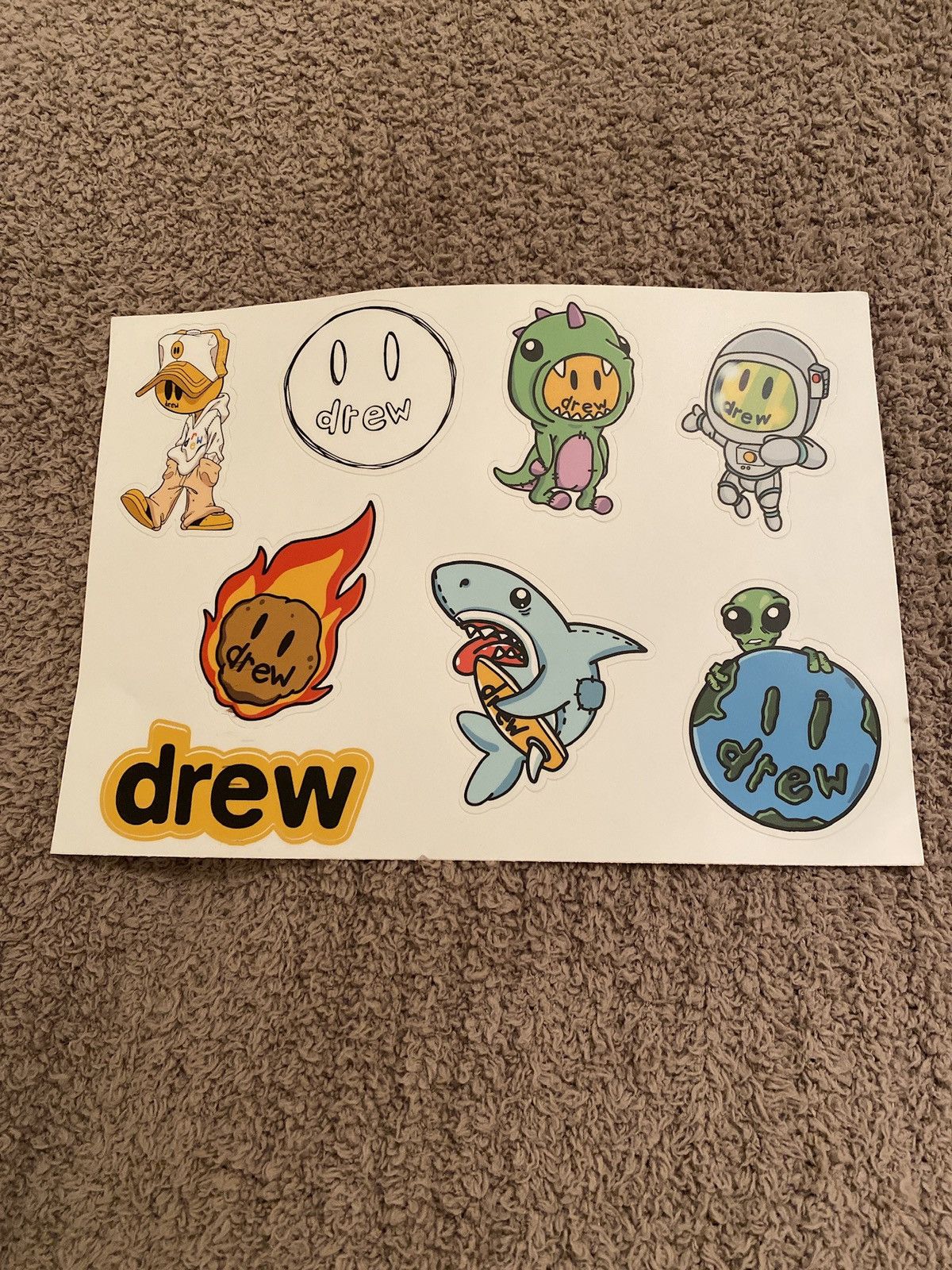 Drew House × Justin Bieber Drew House Sticker Sheet August Collection ...