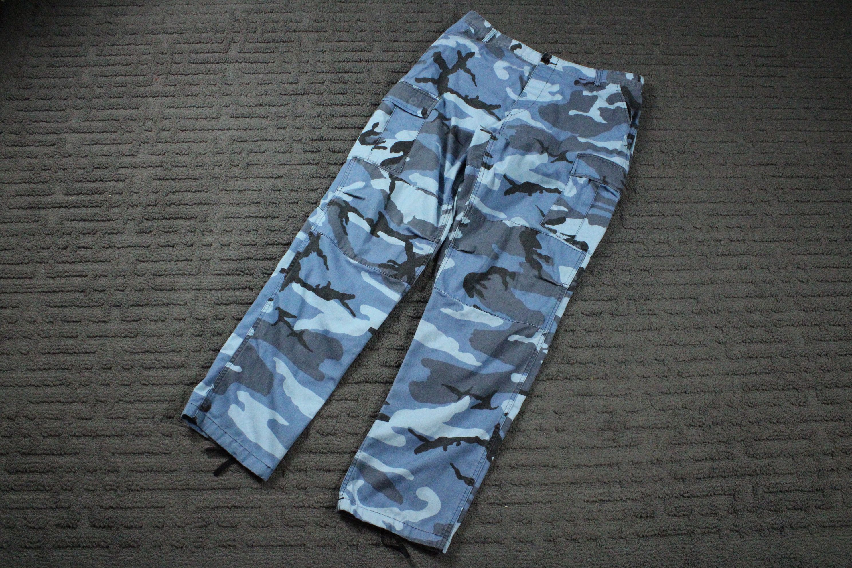 Vintage Baby Blue Camo Cargo Pants / Camouflage Trousers | Grailed