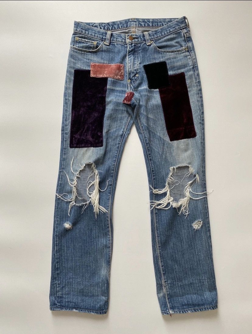 Number (N)ine Number nine velour patches denim Kurt Cobain | Grailed