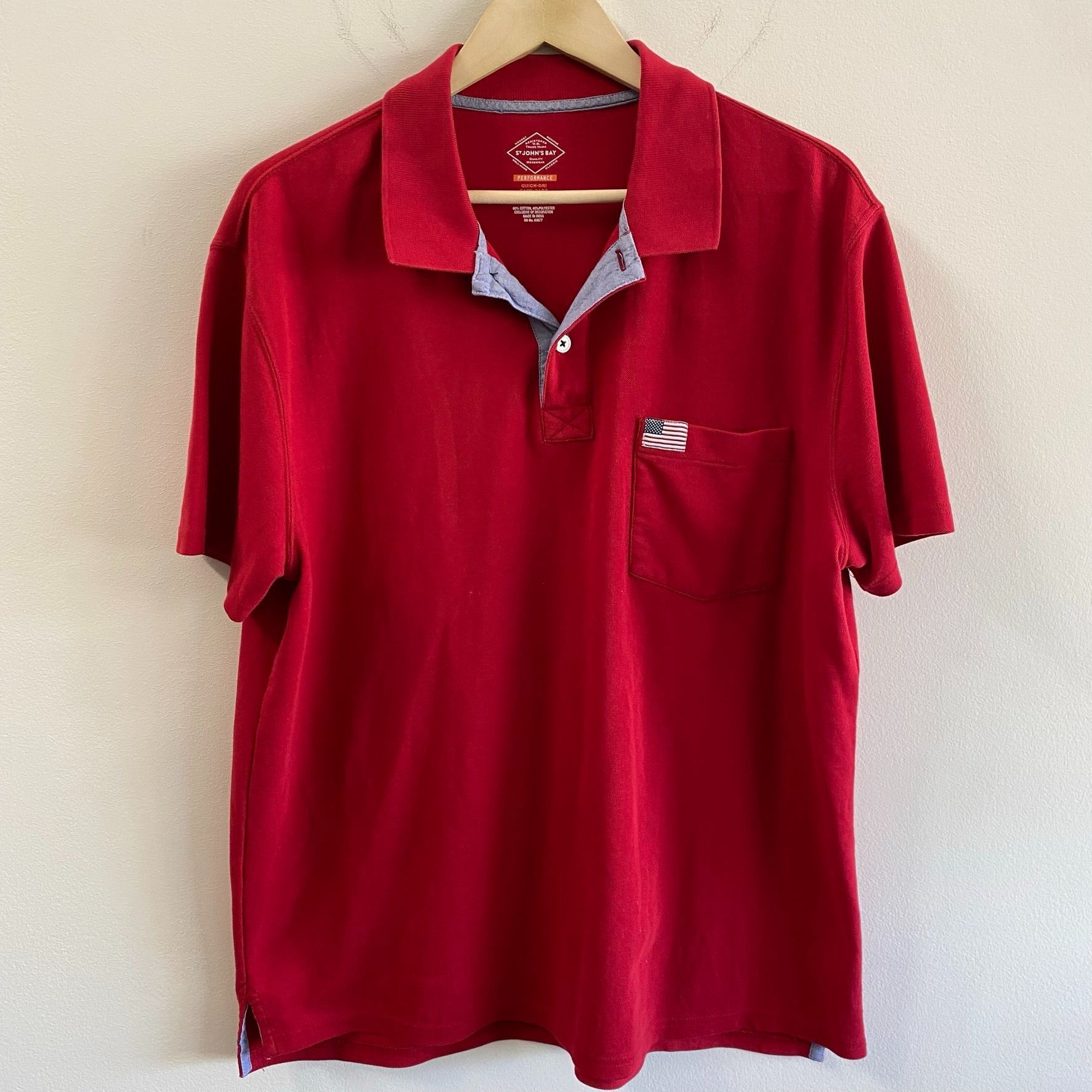 St. Johns Bay × Streetwear × Vintage Red American Flag Polo Shirt | Grailed