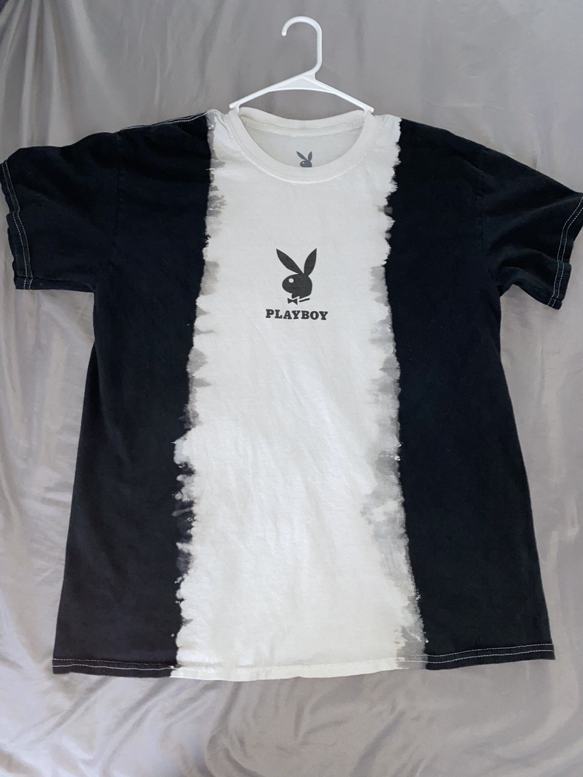 Playboy Playboy tie dyed black and white tee | Grailed